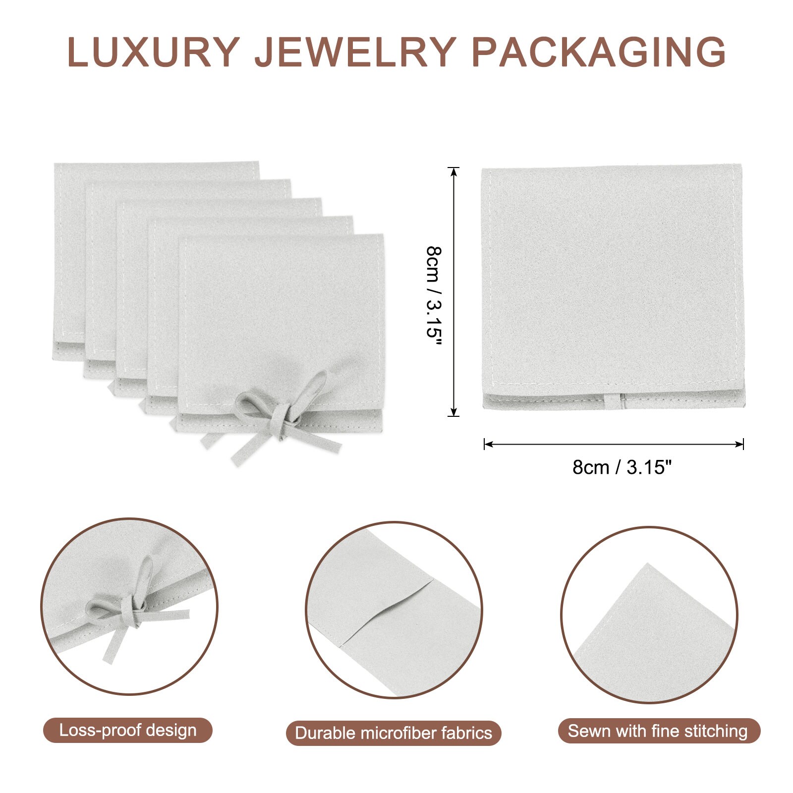 Unique Bargains 20pcs Microfiber Jewelry Pouch 3.1 × 3.1 Inch Mini ...