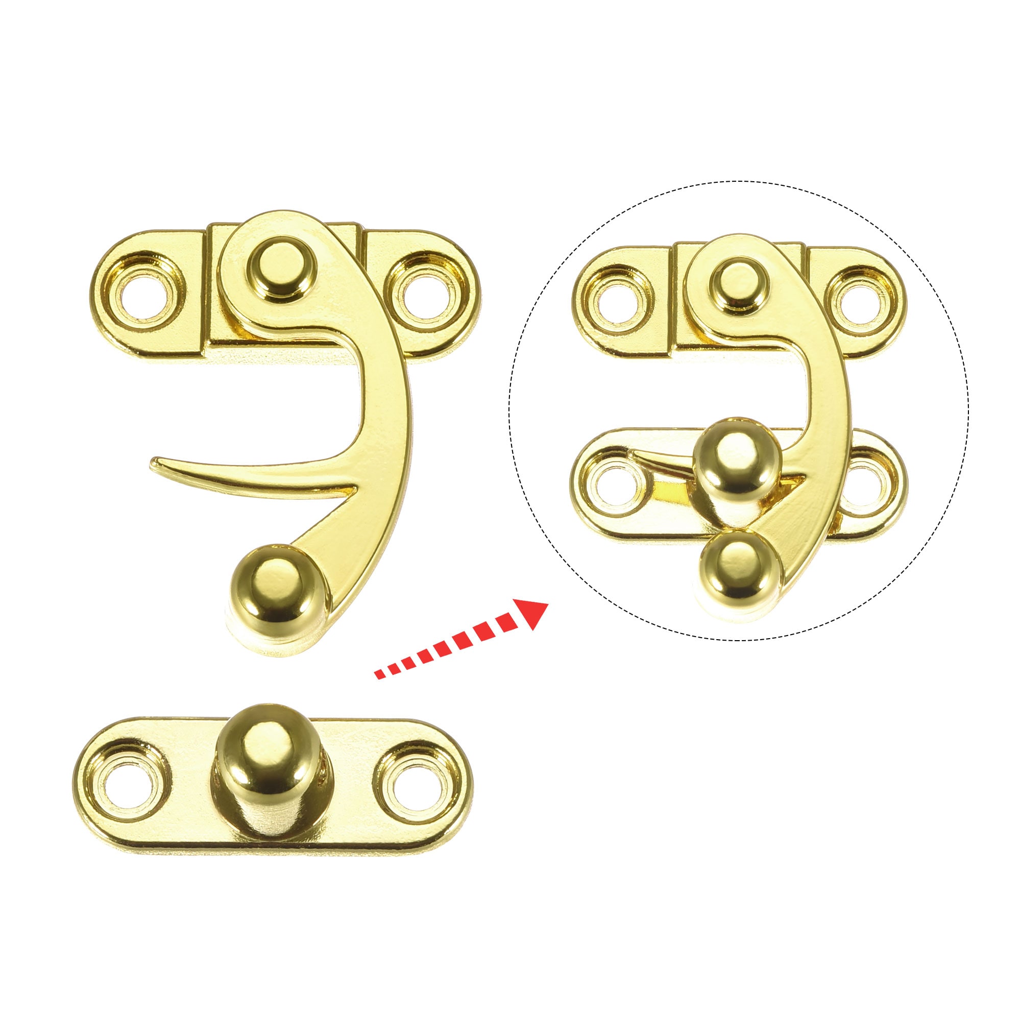 Unique Bargains Decorative Antique Right and Left Latch Hook Hasp Swing ...