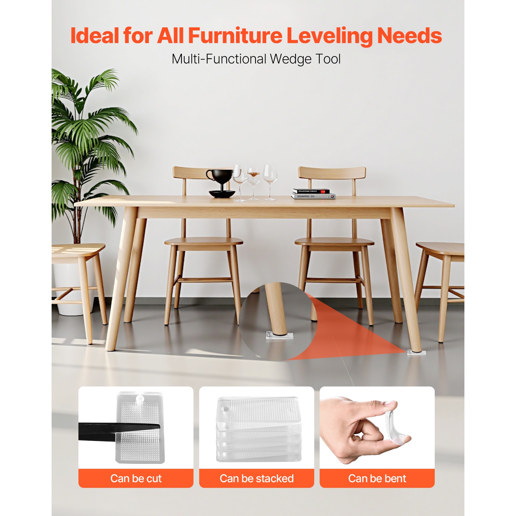 VEVOR Furniture Leveling Shims 30 PCS 1.97 x 1.16 x 0.22 inch Non-Skid ...