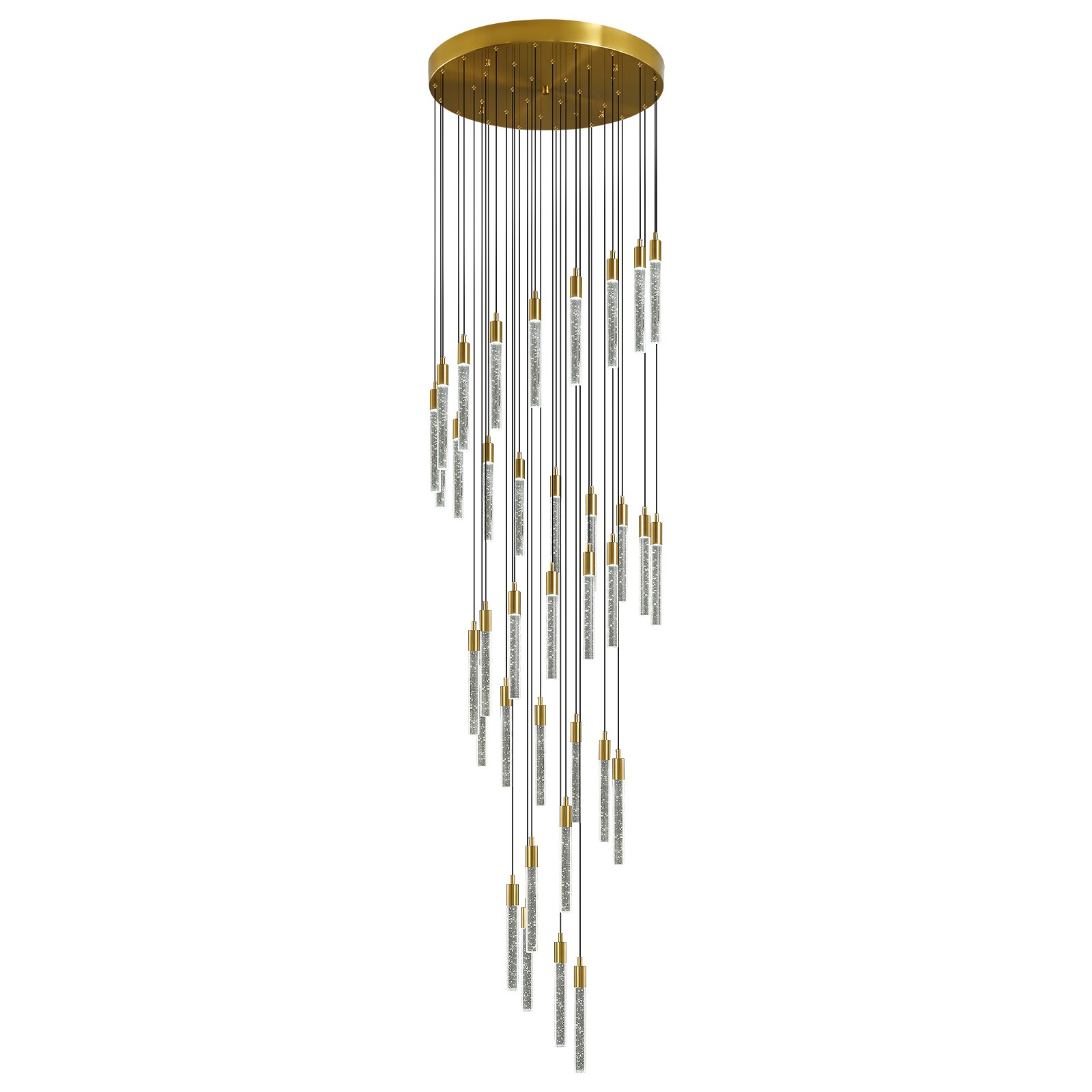 ZHLLMQ Pendant 36-Light Modern Gold Brass Crystal Rectangle Non ...