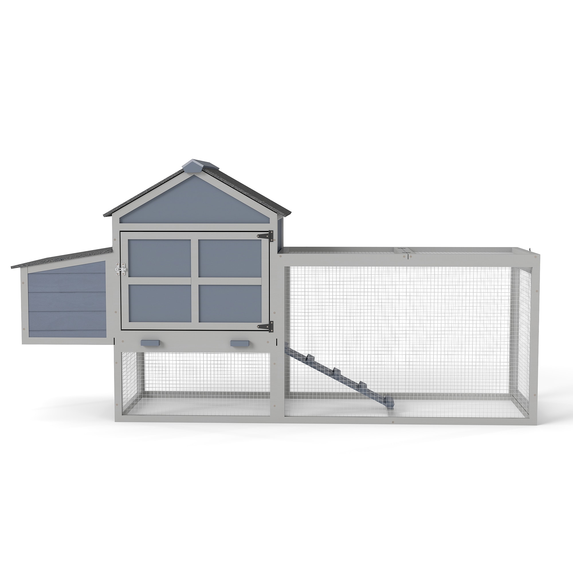 Huluwat Outdoor Chicken Coop Wooden Hen House with Nesting Box Run ...