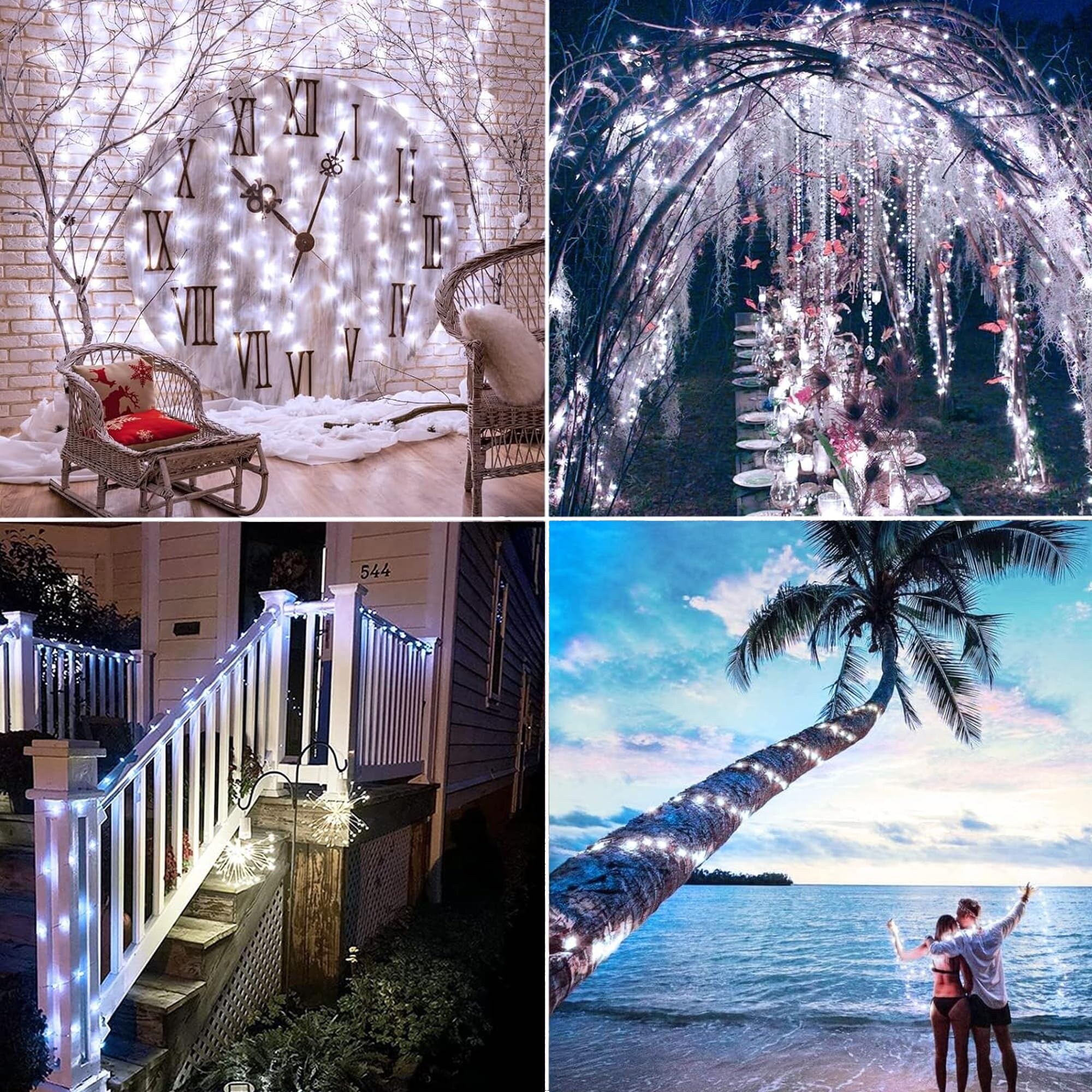 Anqtovp Solar Fairy Lights 2 pack 80FT 240LED Outdoor String Lights ...