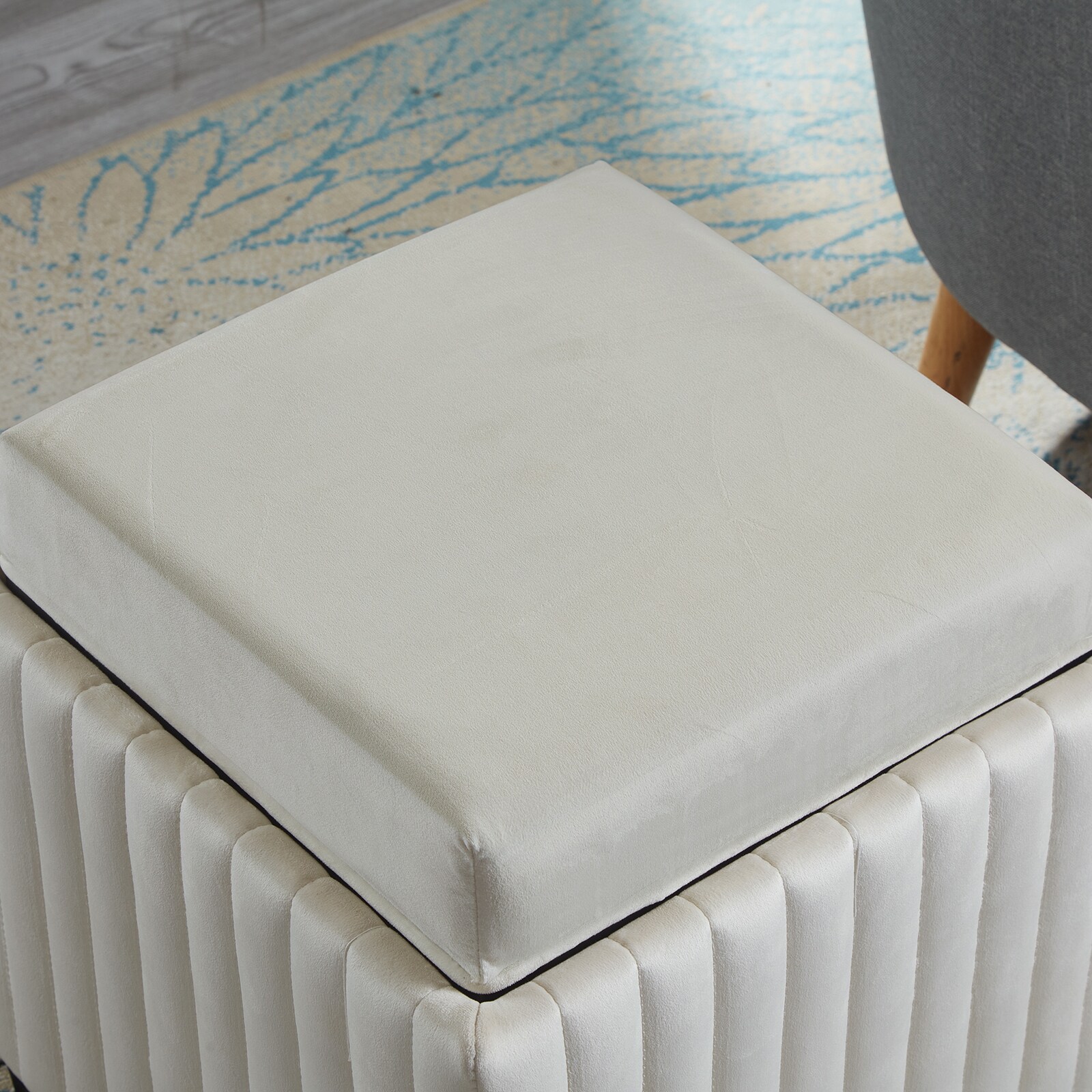 IdealHouse 18 Inch Wide Contemporary Square Cube Storage Ottoman Bench ...