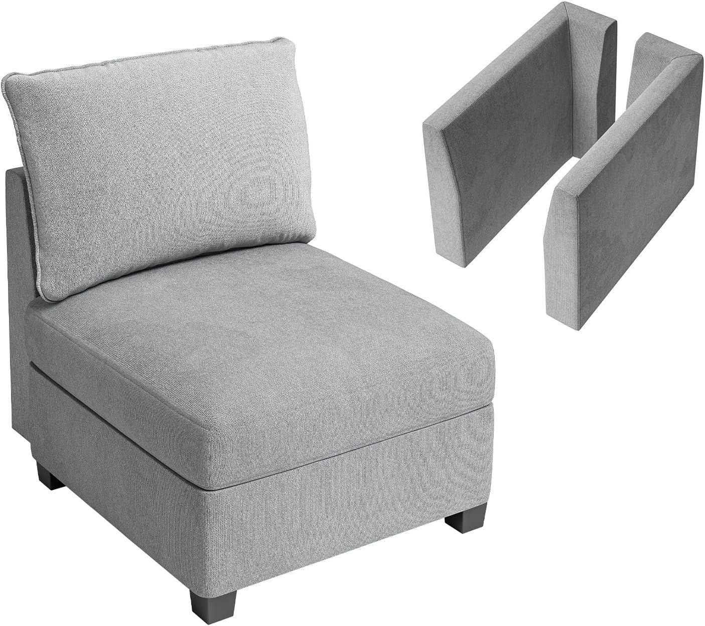 Garvee Modern Grey Accent Chair with Hidden Storage Oversized ...