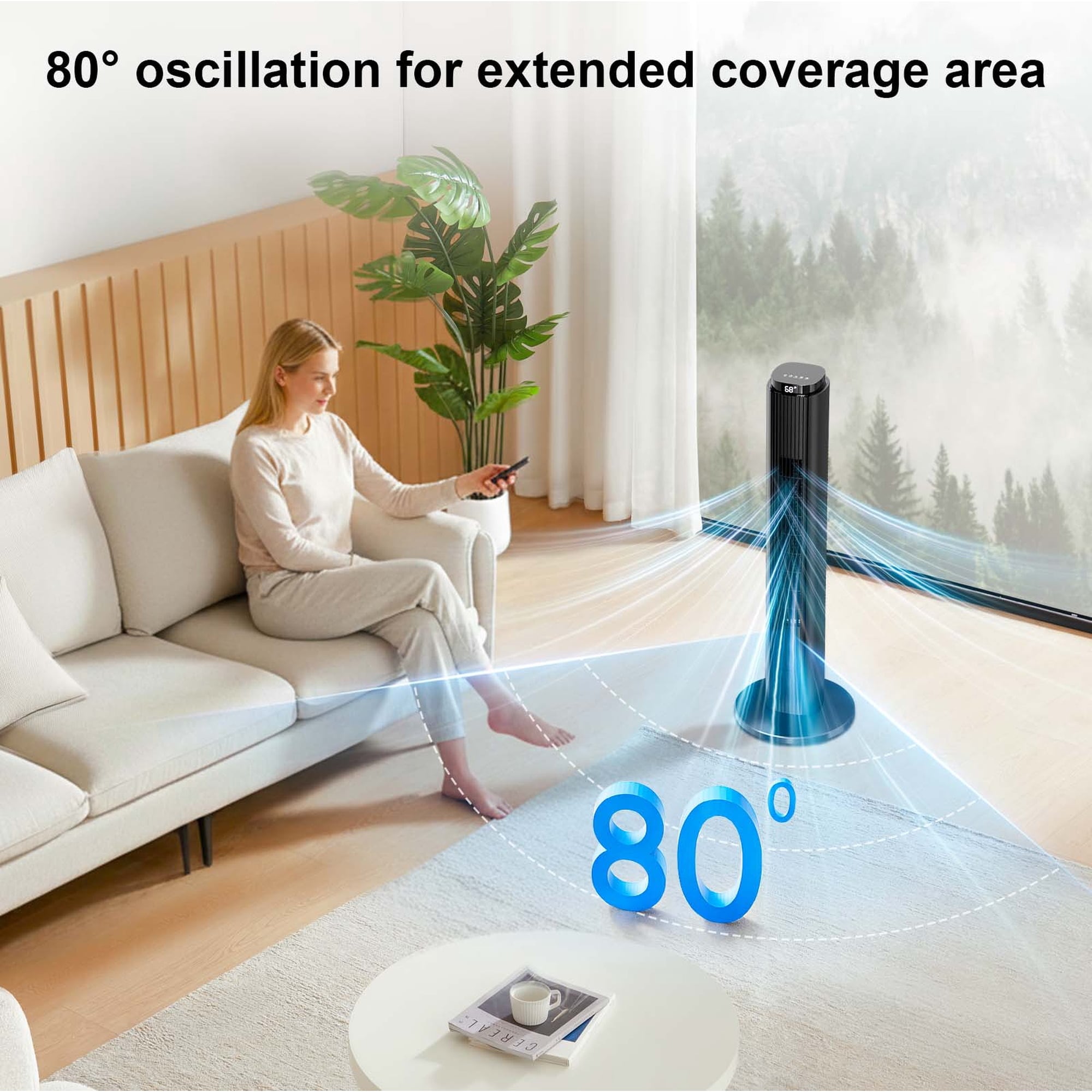 Antarctic Star Quiet Cooling Floor Fan with Remote Control Tower Fan in ...