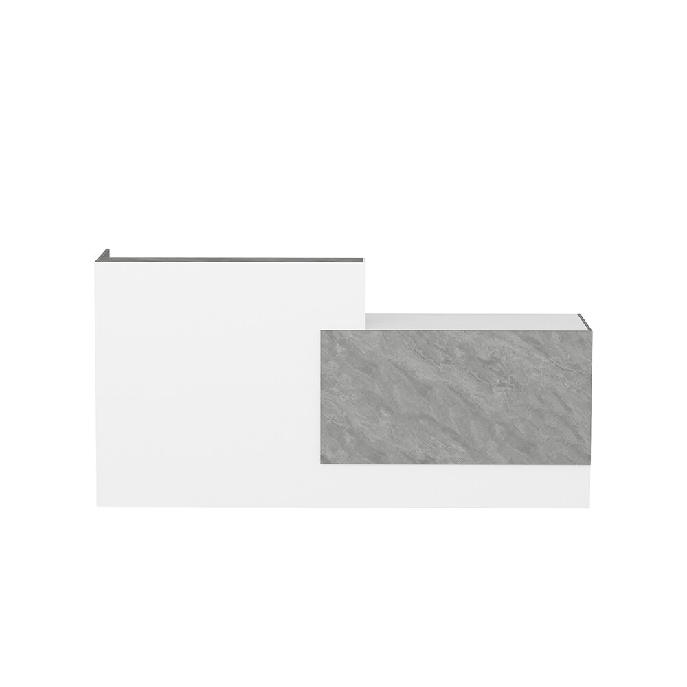 Famapy Modern White Reception Desk with Gray Stone Accent and Open ...