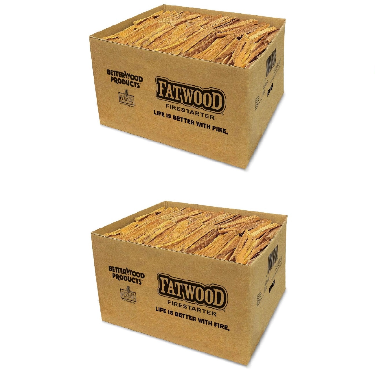 BetterWood Products Natural Hand Split Fatwood 25 Pound Firestarter (2 ...