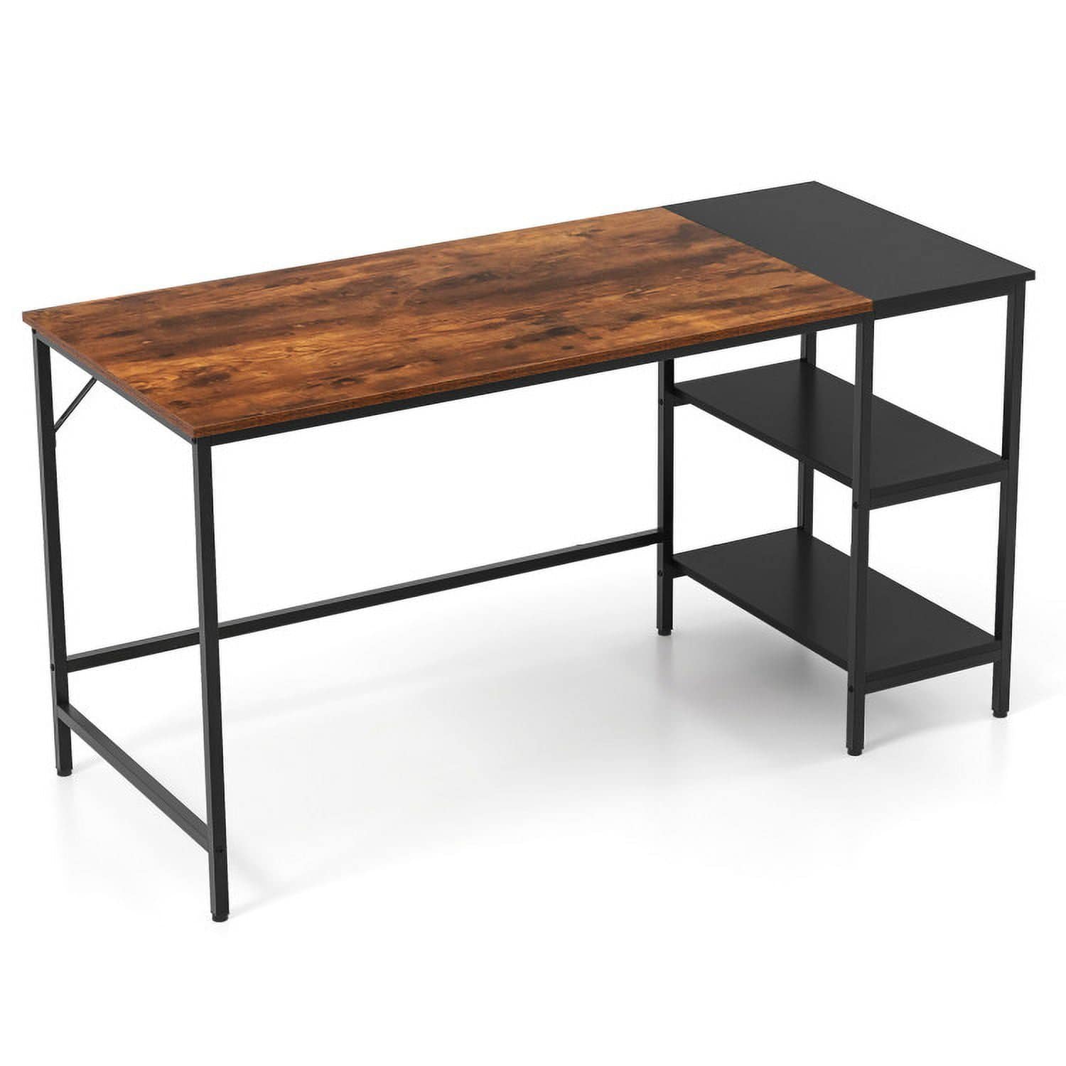 Choco Moon 55 Inch Modern Industrial Style Study Writing Desk with 2 ...