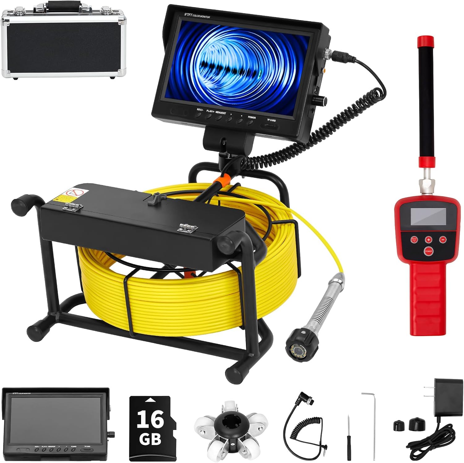 GAOMON 164 Ft Sewer Camera with 512Hz Locator 9In LCD Monitor IP68 Pipe ...
