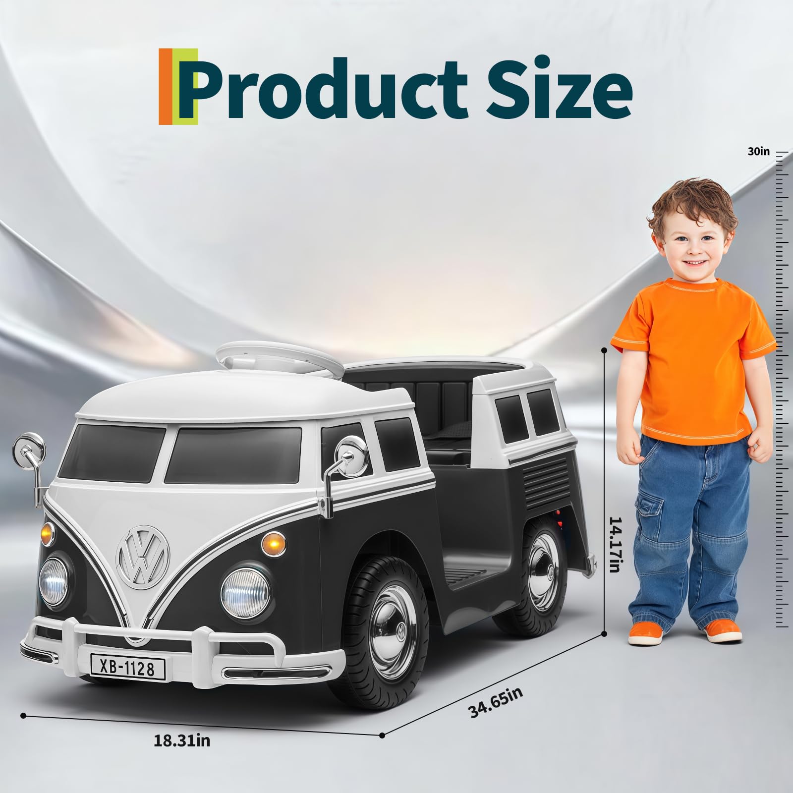 Garvee 6V Licensed Volkswagen T1 Bus Ride On Car for Kids with LED ...