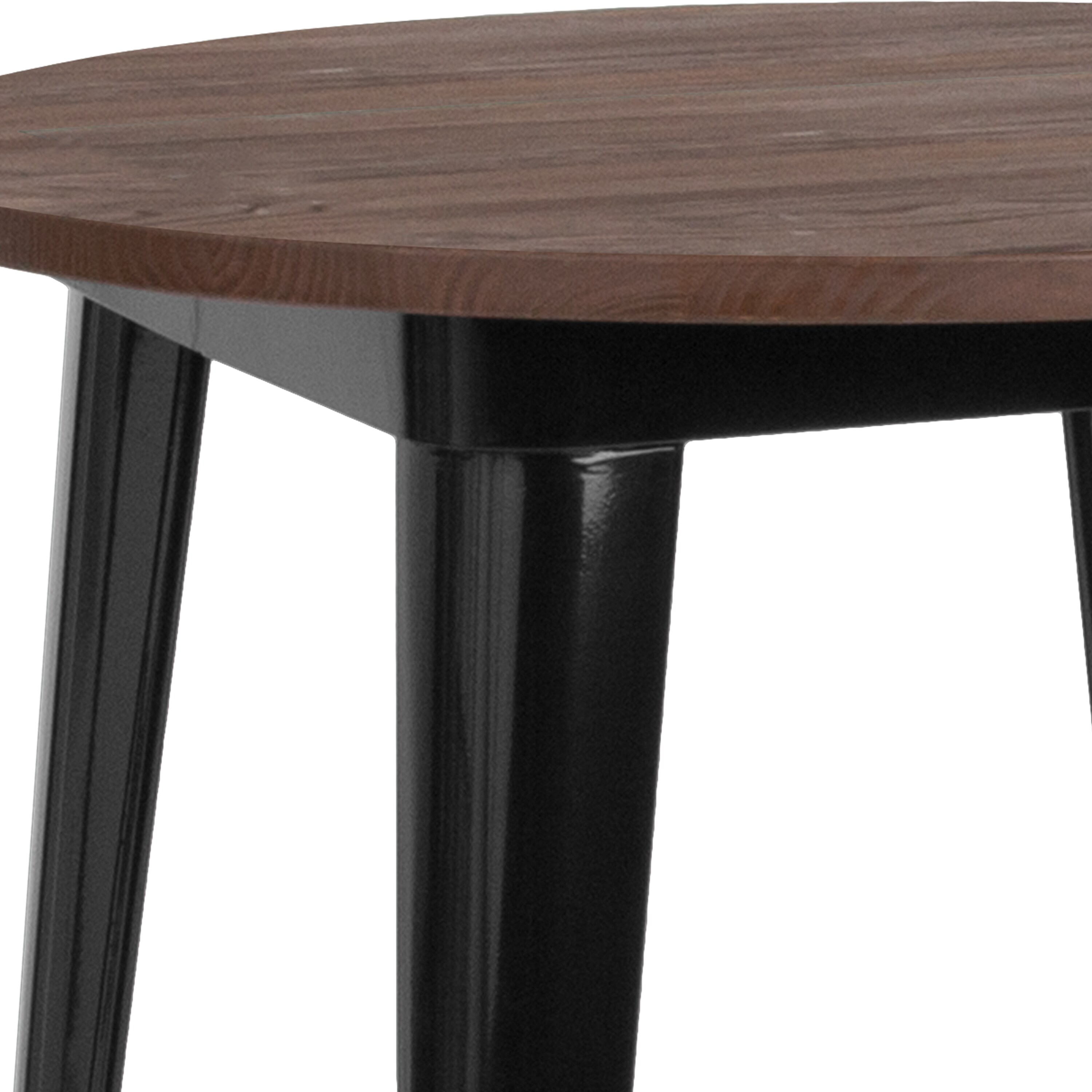 Emma + Oliver 30-in Round Black/Wood Metal Indoor Bar Height Table in ...