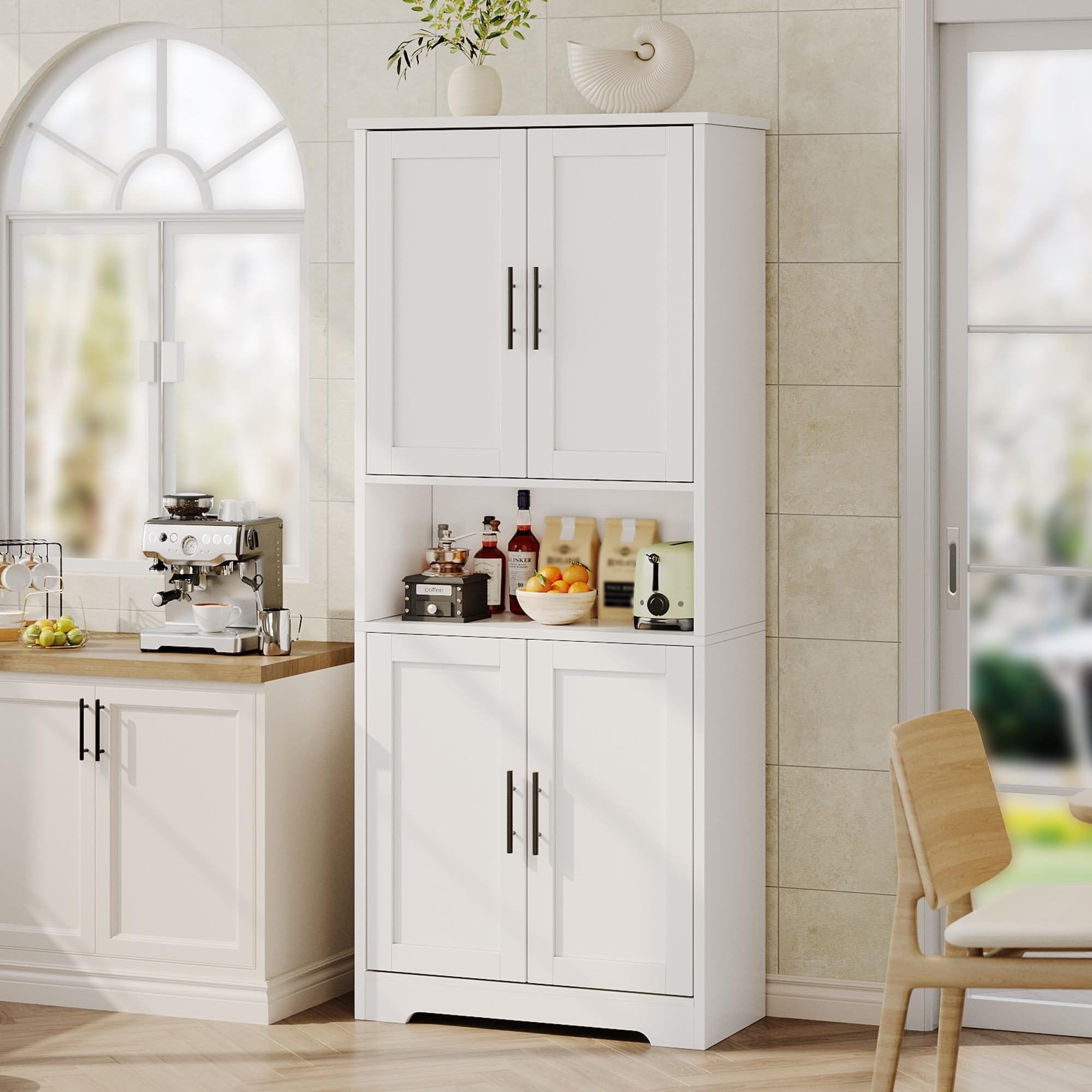 Garvee Kitchen Pantry Cabinet 70in Tall Storage Cabinet with Doors ...
