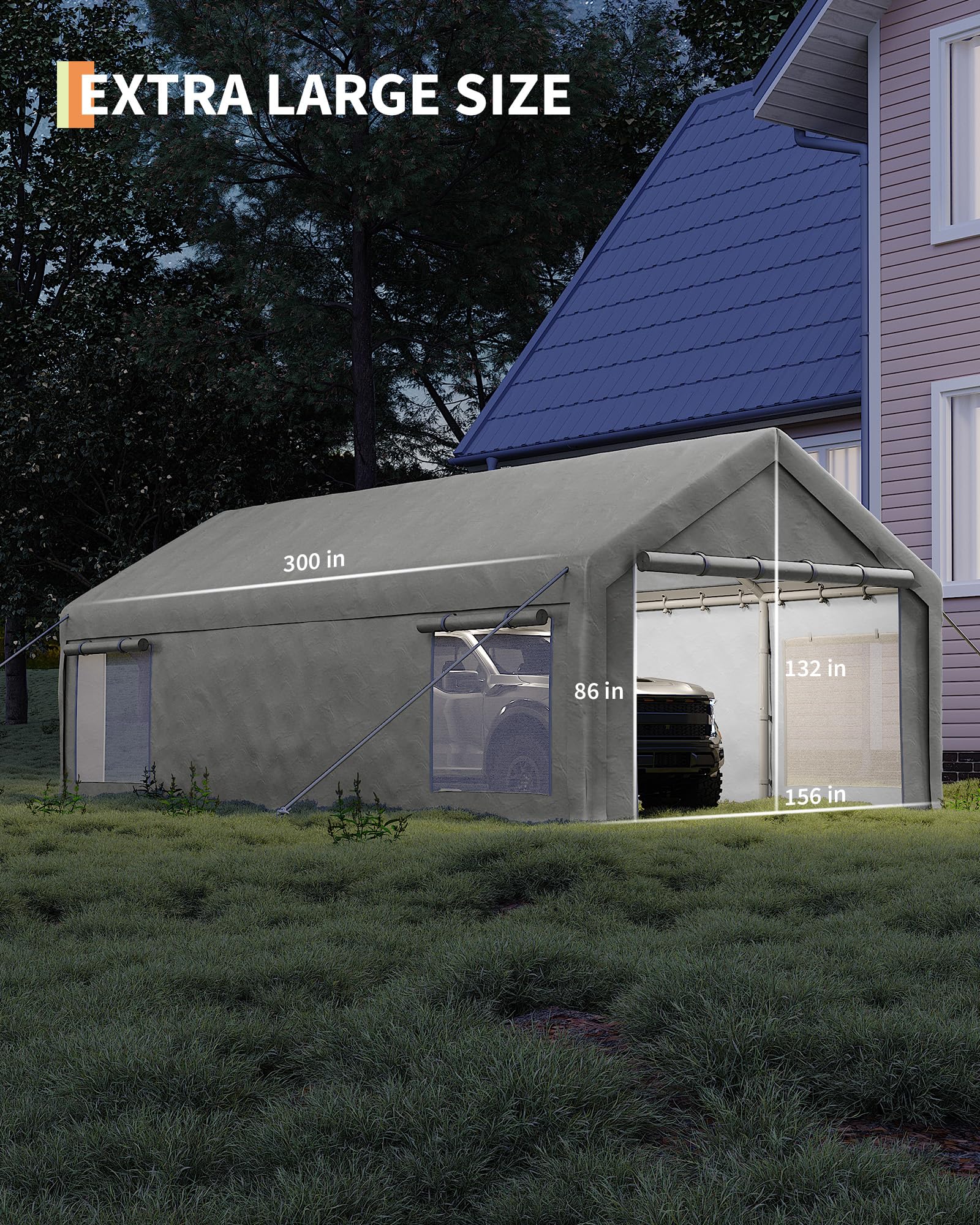 IdealHouse 13x25 ft Carport with 10 Sandbags CarPort with 220g PE Tarp ...