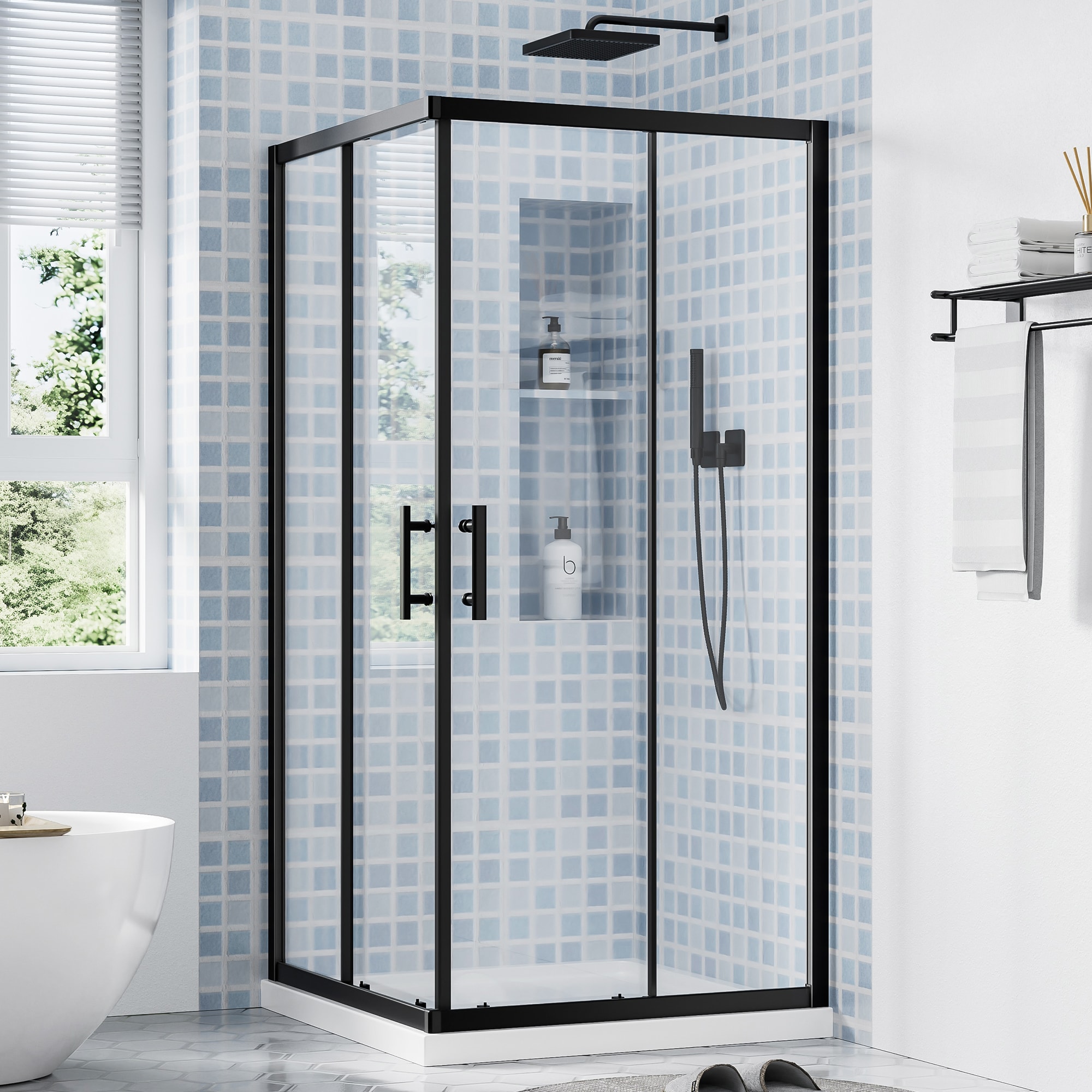 LOVMOR 36 in D x 36 in W x 72 in H Corner Shower Enclosure Shower Stall ...