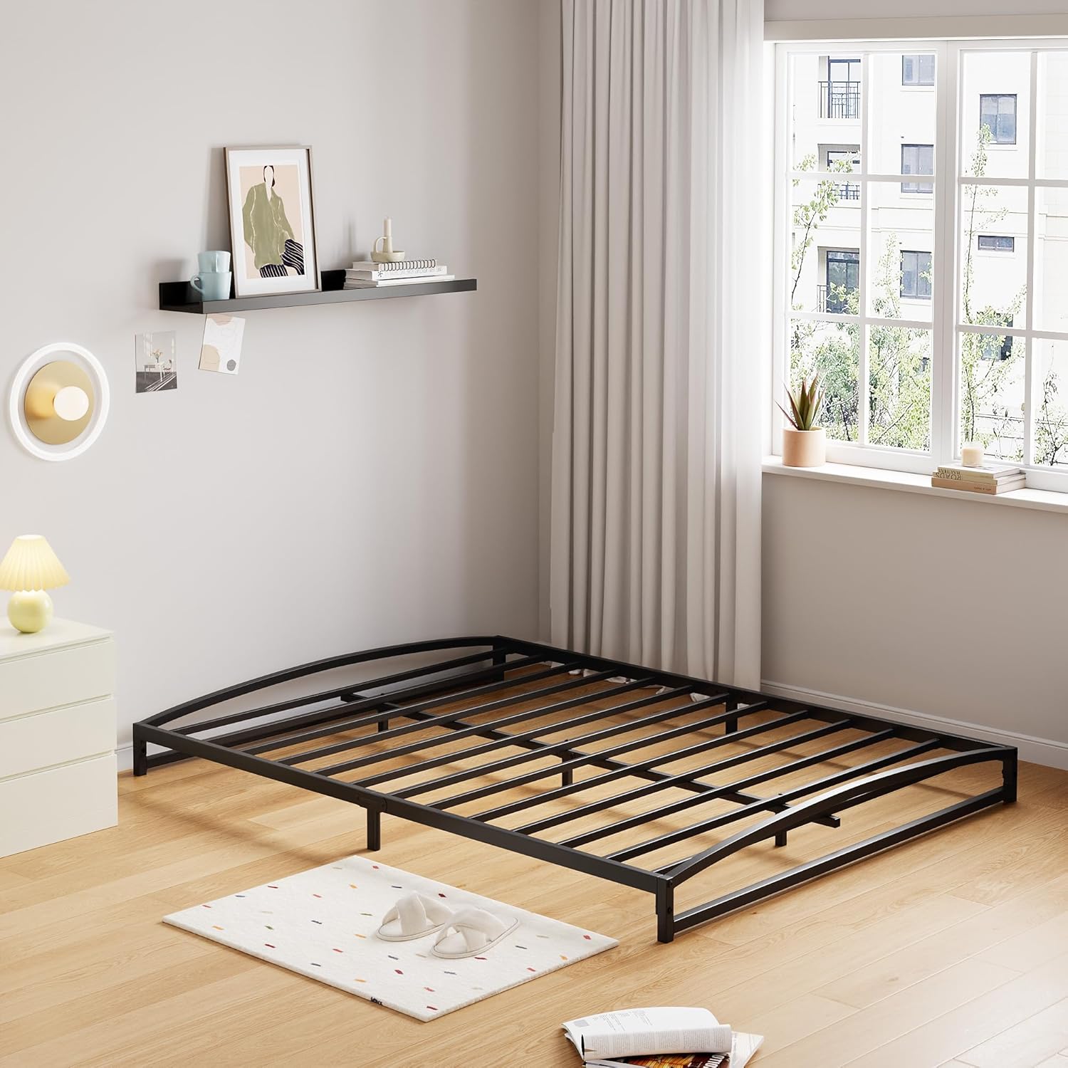 Garvee Full Metal Platform Bed Frame with Headboard 6in Low Profile ...