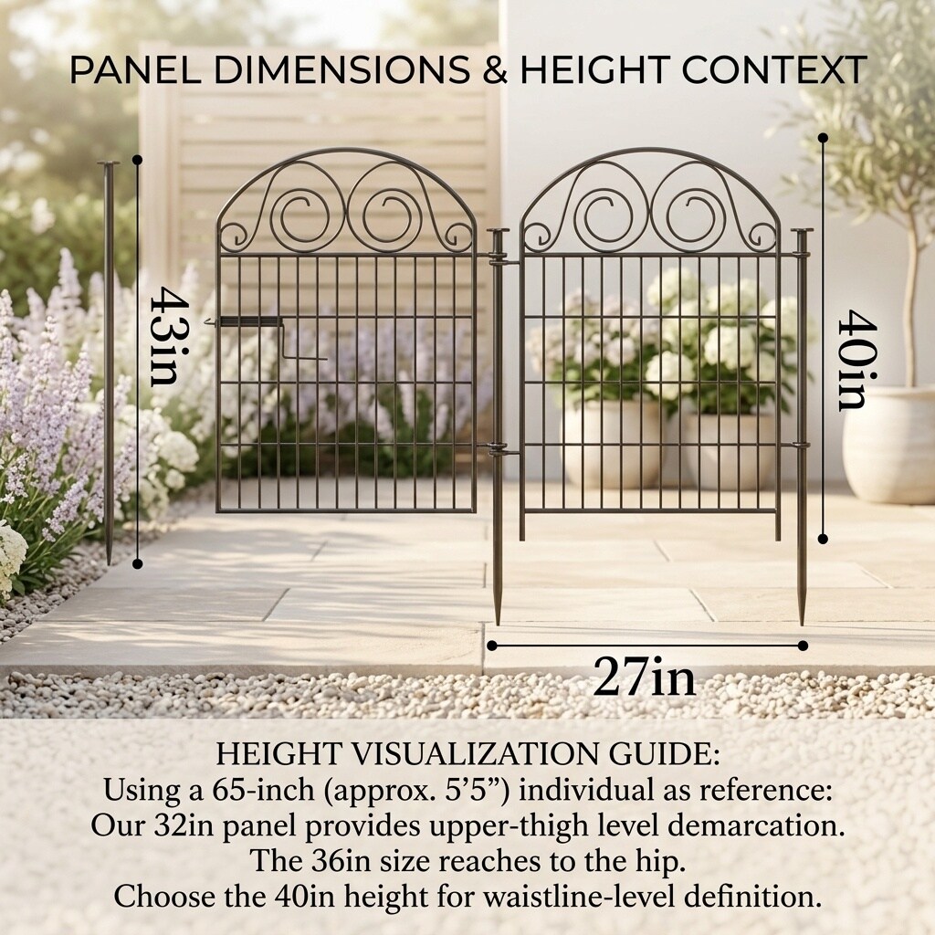 Phewnyzo Tall Garden Animal Barrier Fence with Gate 40 in H x 27 in W ...