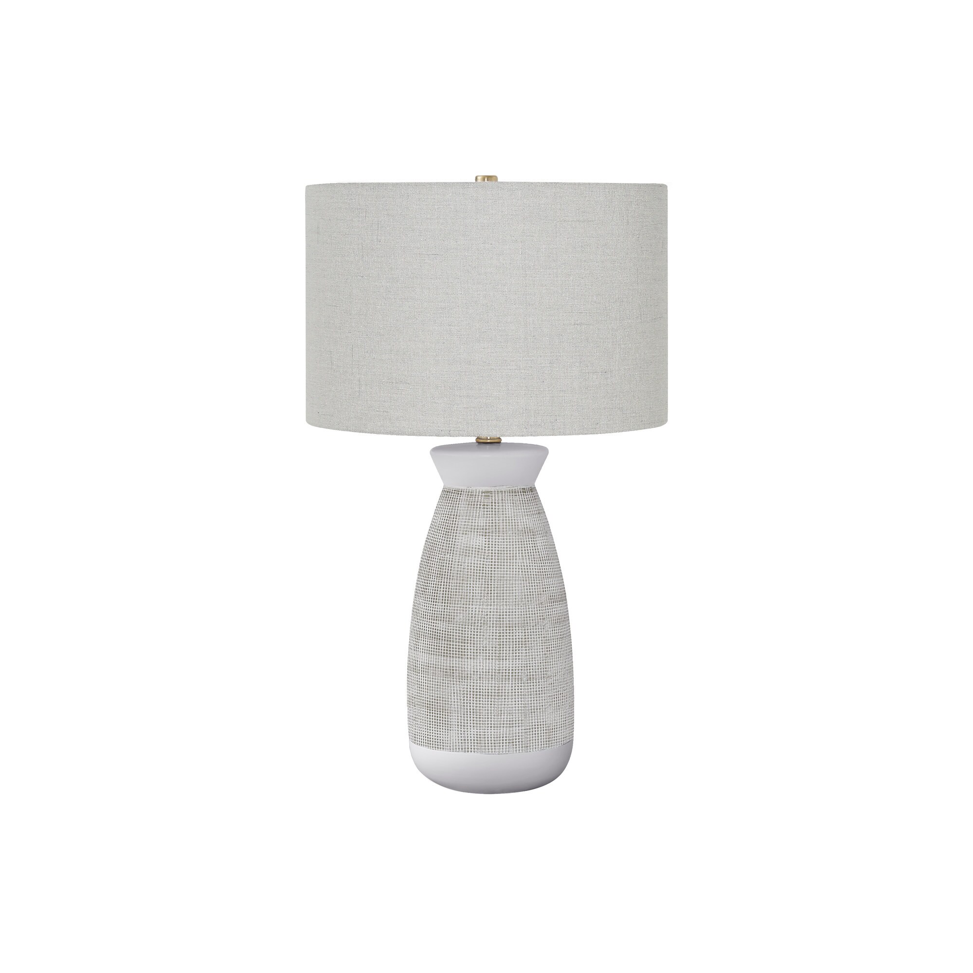 Oyezvary 27 inch Grey Ceramic Table Lamp with Beige Linen Drum Shade ...