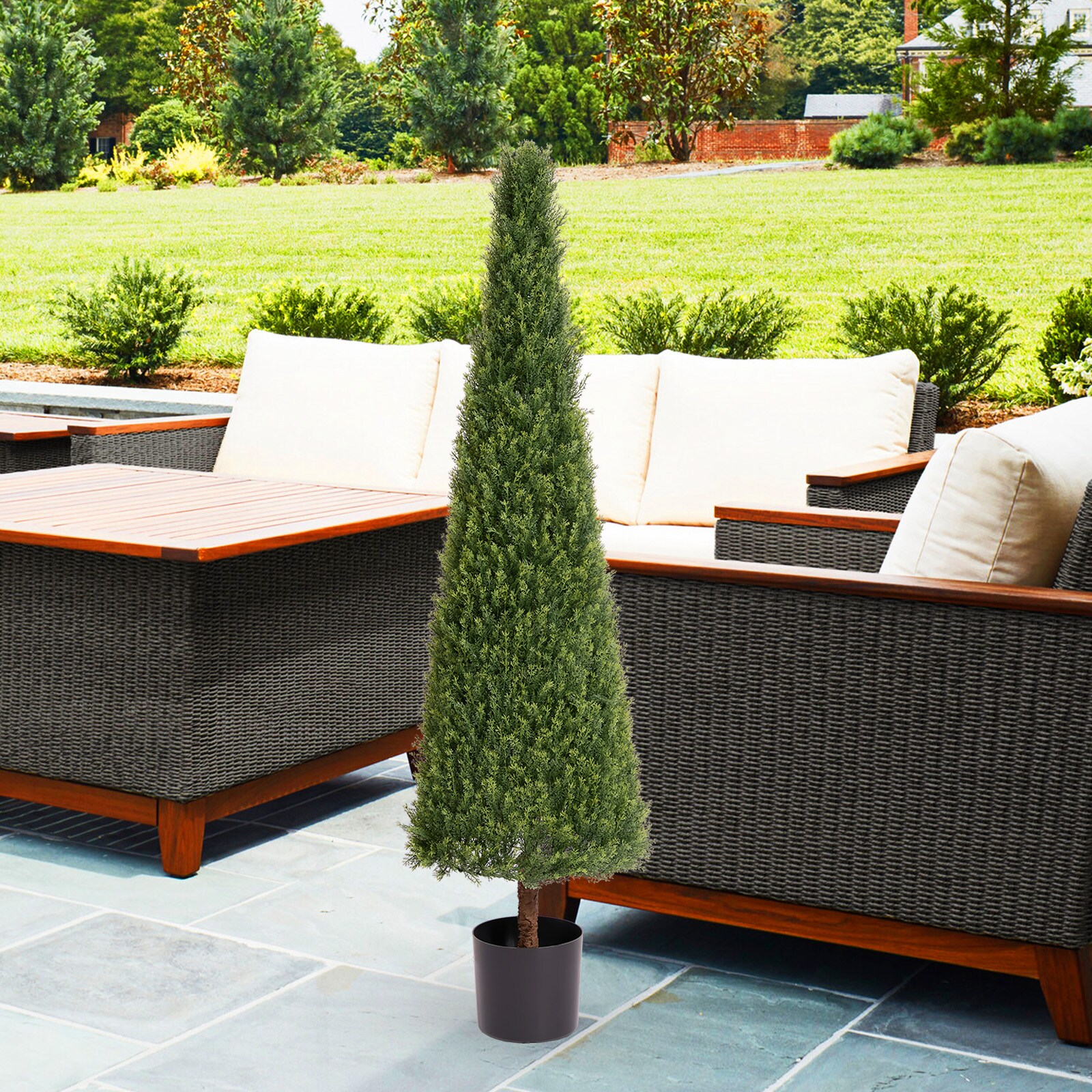 Tatayosi 5FT Conical Topiary Cedar Trees Artificial Outdoor Lifelike ...