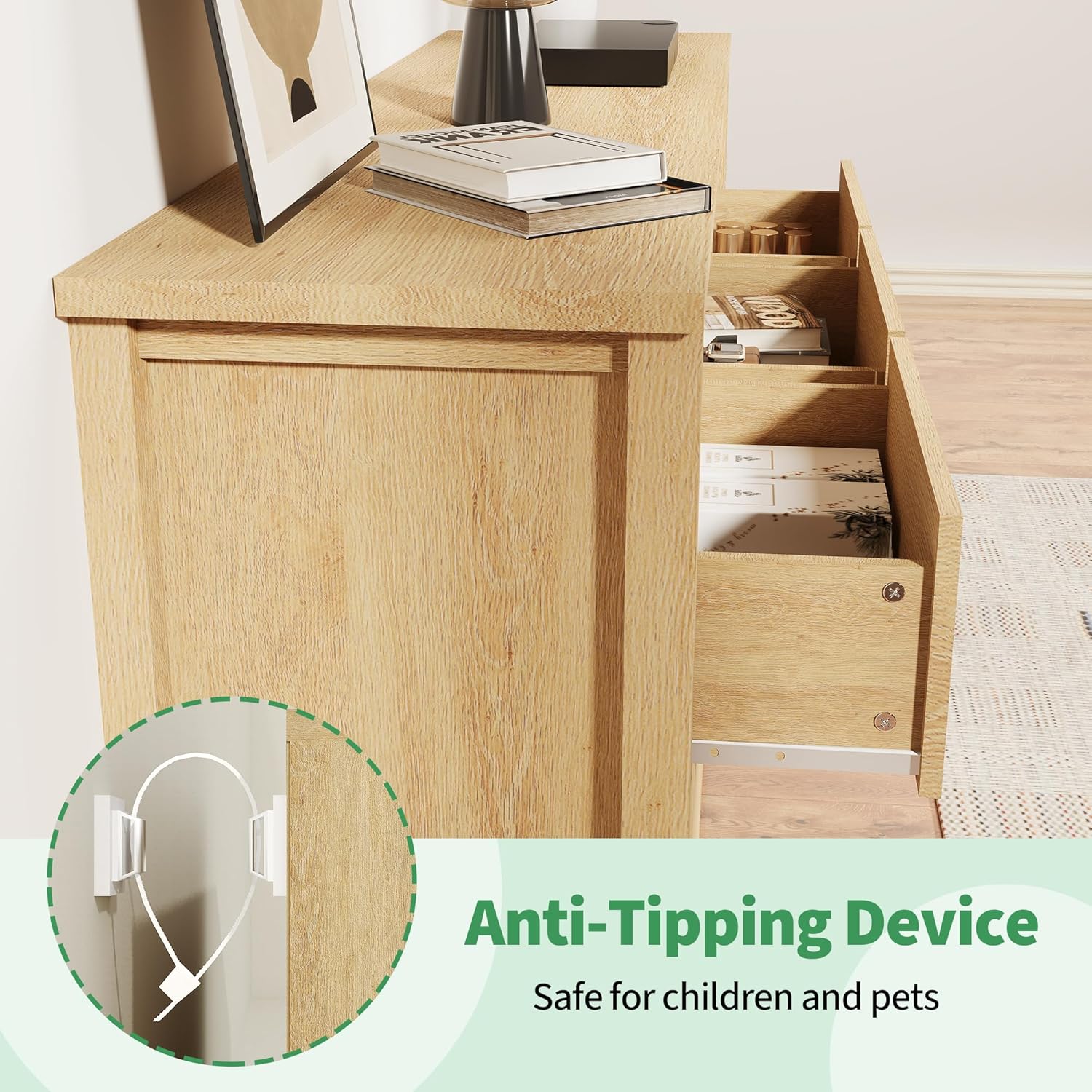 Garvee 7 Drawer Dresser for Bedroom 54 in Wide Modern Fluted Chest of ...