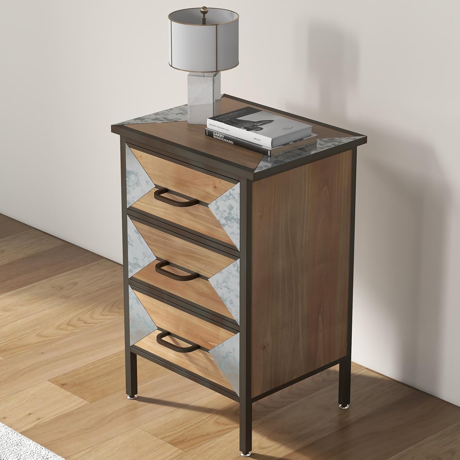 Garvee Wooden Floor Console Table With Three Drawers Freestanding ...