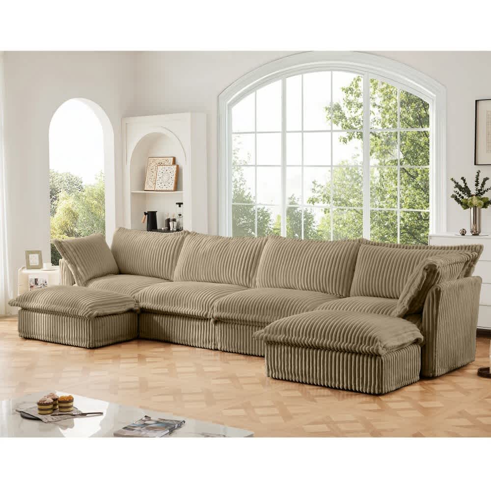 Coolbibila Upholstered Sectional Sofa 4-Seater Free Combination ...