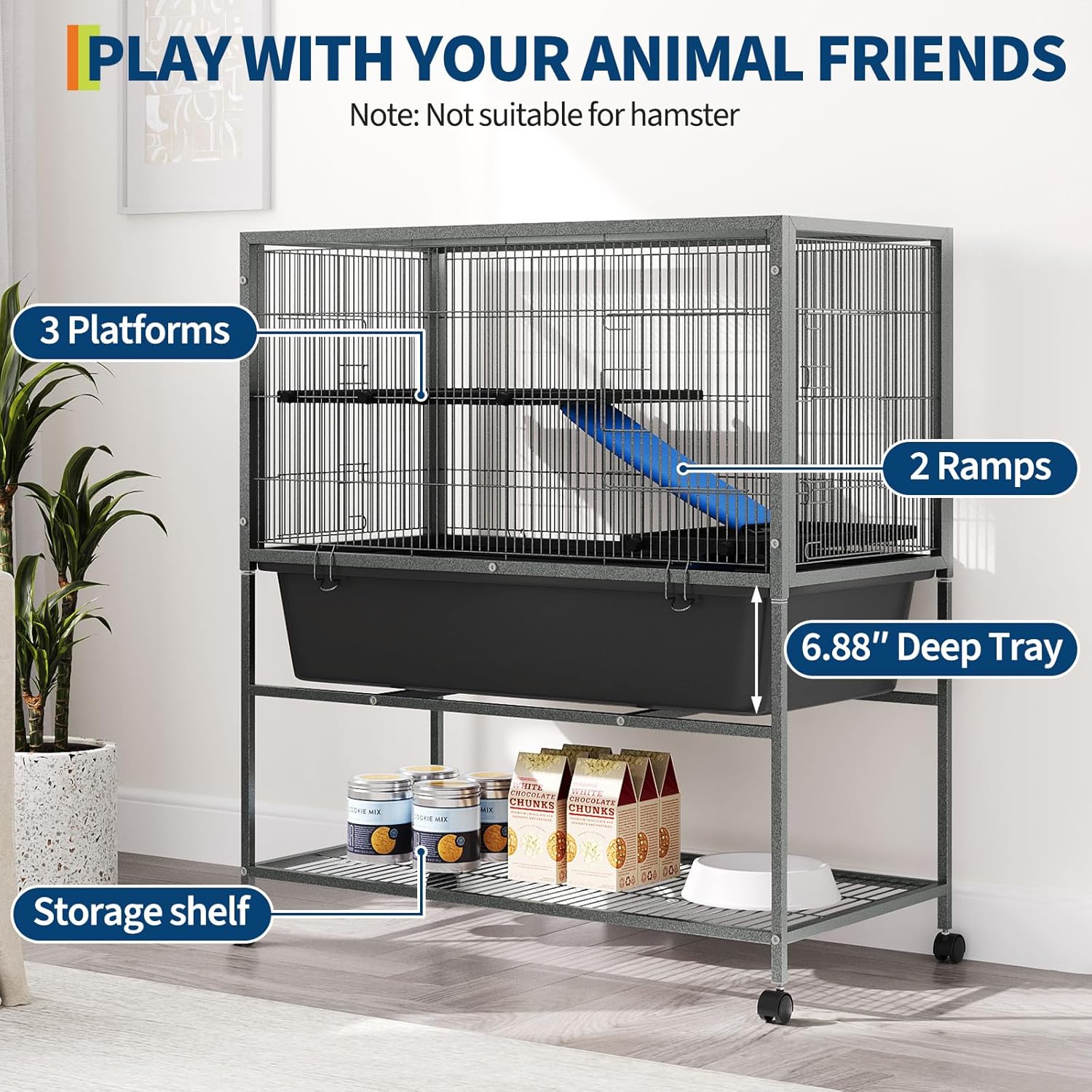 Garvee Ferret Cage 59in H Large Critter Nation Cage with 5 Removable ...