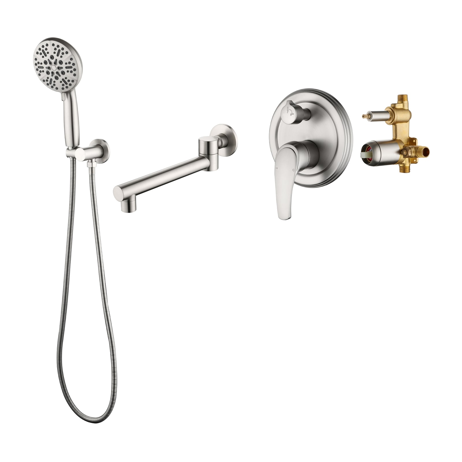 Cobbe Brushed Nickel 1-handle 4.7-in Round Bathtub and shower Faucet ...