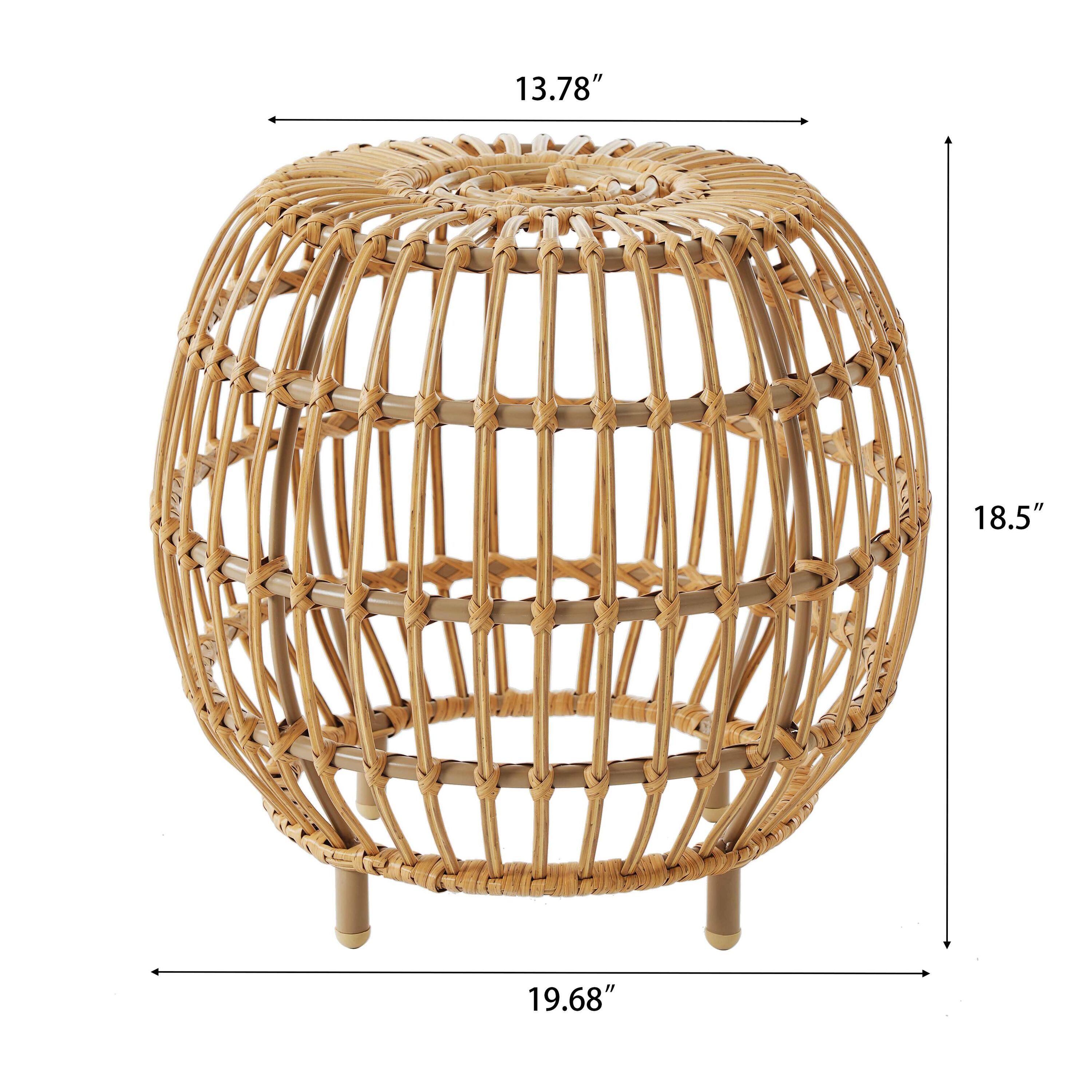 Ama Pear 19.7x19.7in Light Brown Bohemian Faux Rattan Weave Round ...
