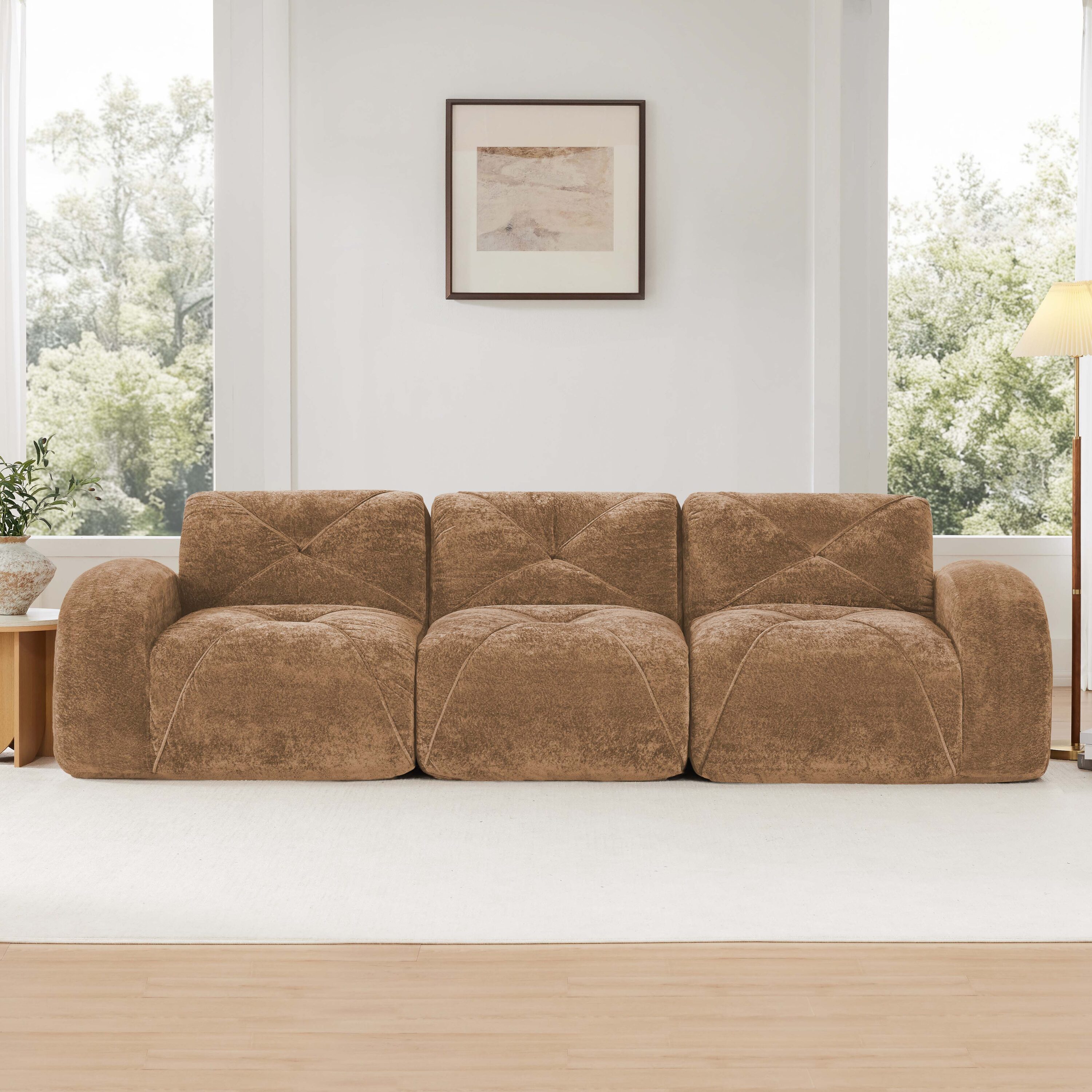 LUXEYARD Boneless Sofa With Tufted Soft Velvet Fabric Modular Sectional ...