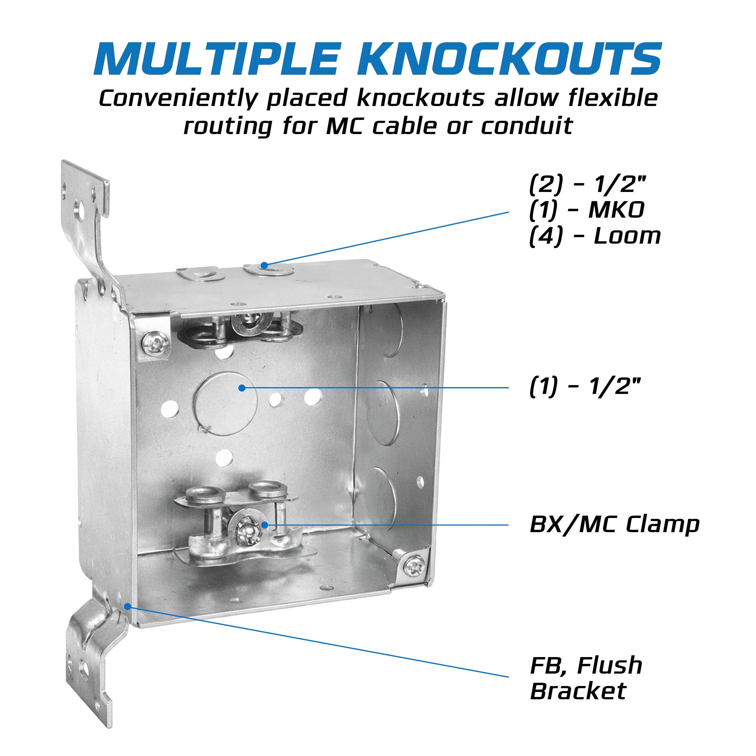 OHLECTRIC 4 Square Welded Electrical Box with Flush Mount Brackets 10 ...