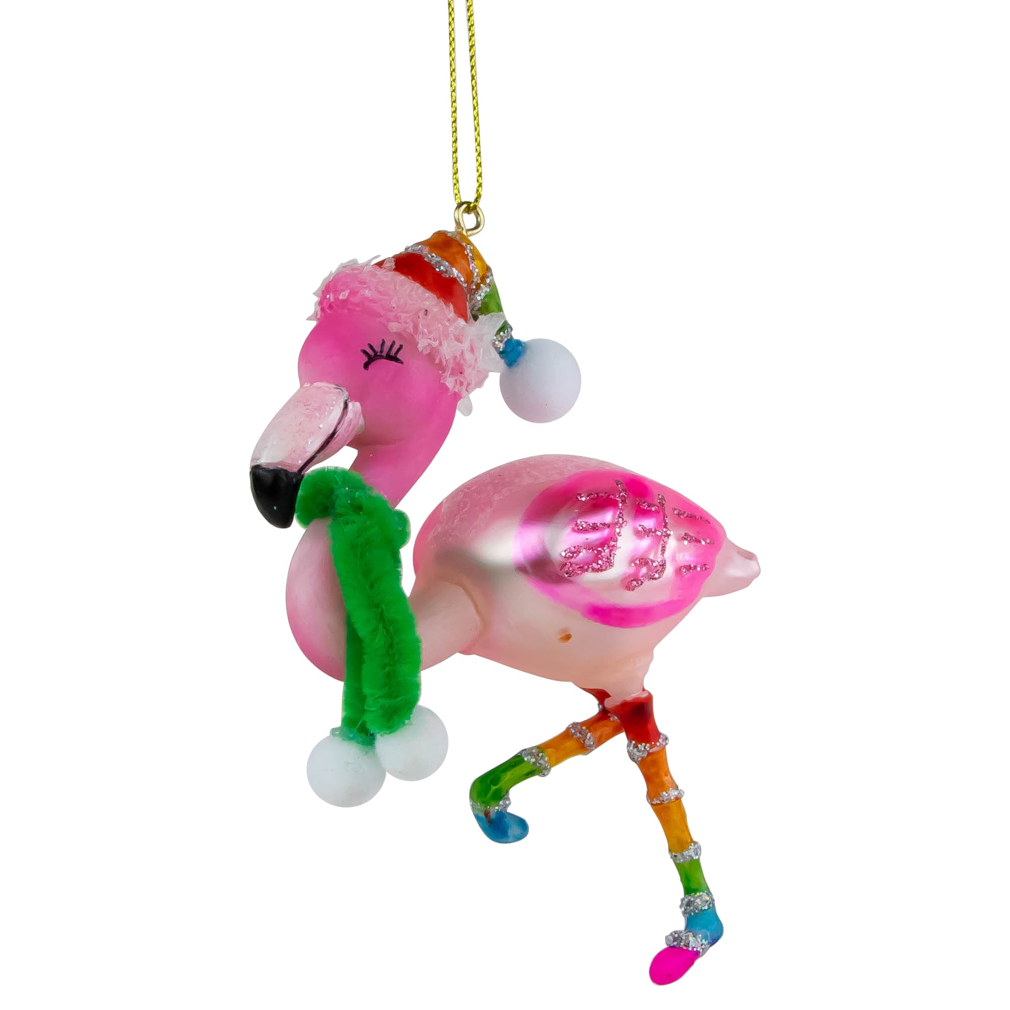 Northlight 4.25 inch Pink Flamingo with Rainbow Hat Glass Christmas ...