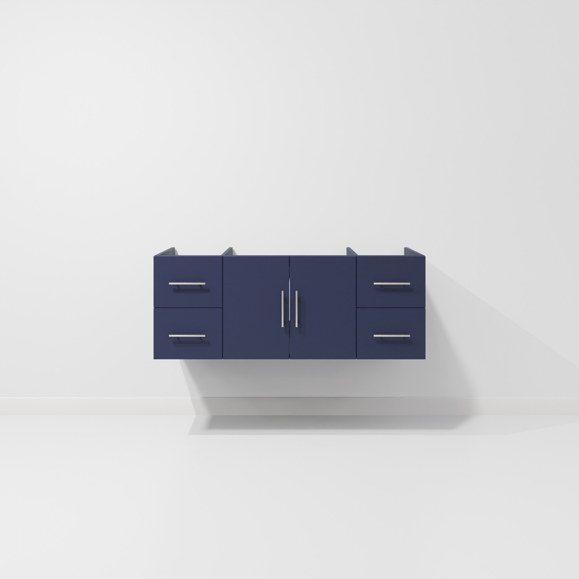 Lexora 48-in Navy Blue Floating Bathroom Vanity Base Cabinet without ...