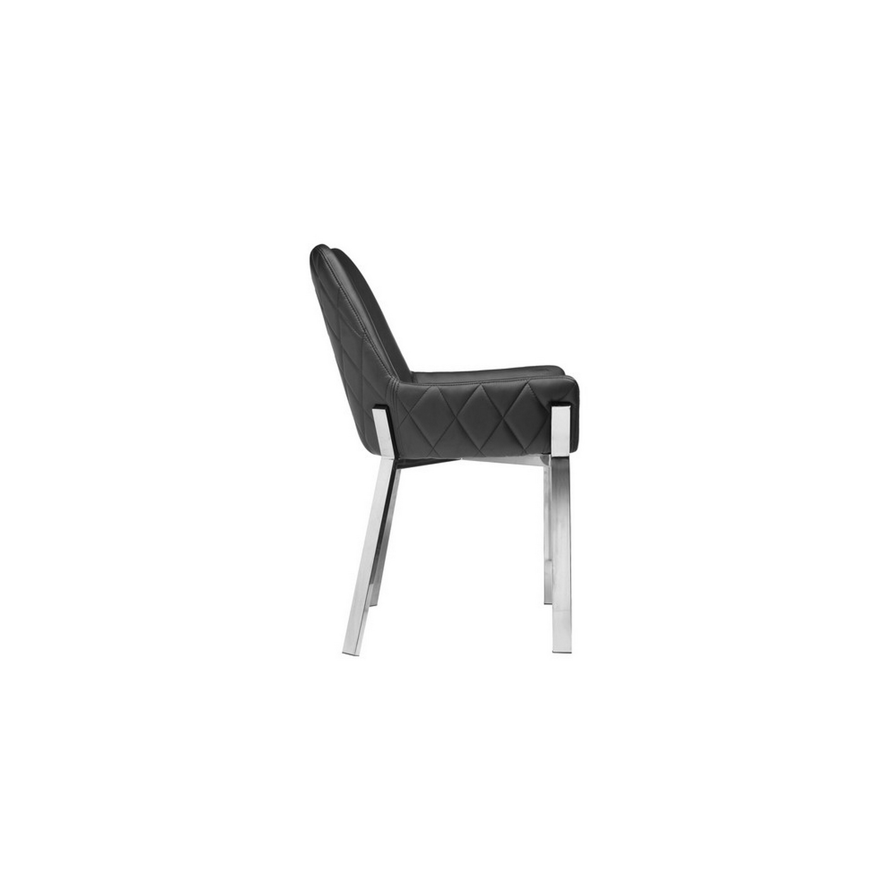 Benzara Black and Silver Faux Leather Metal Frame Dining Chair Set of 2 ...