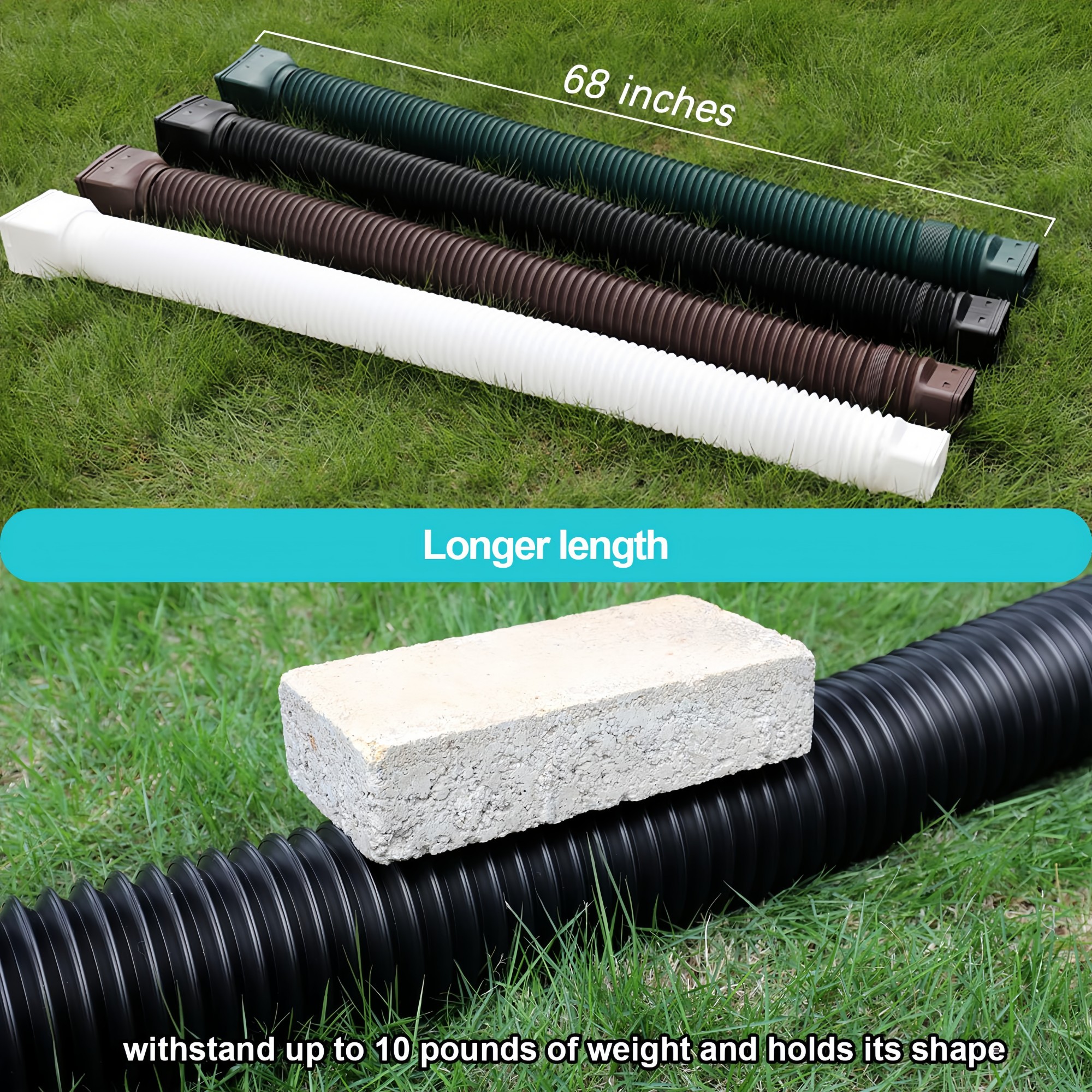 Numhew 68in L 2-Pack Flexible Black Downspout Extensions Adjustable ...