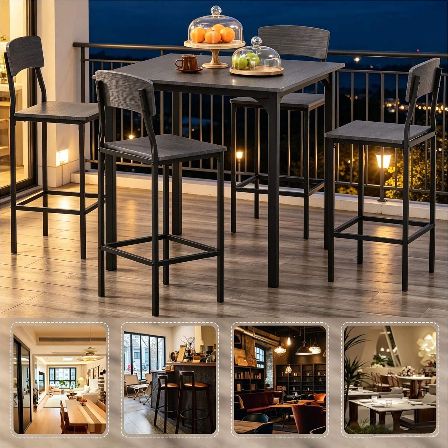chillscreamni Space-Saving Counter Height Bar Table Set for Kitchen ...