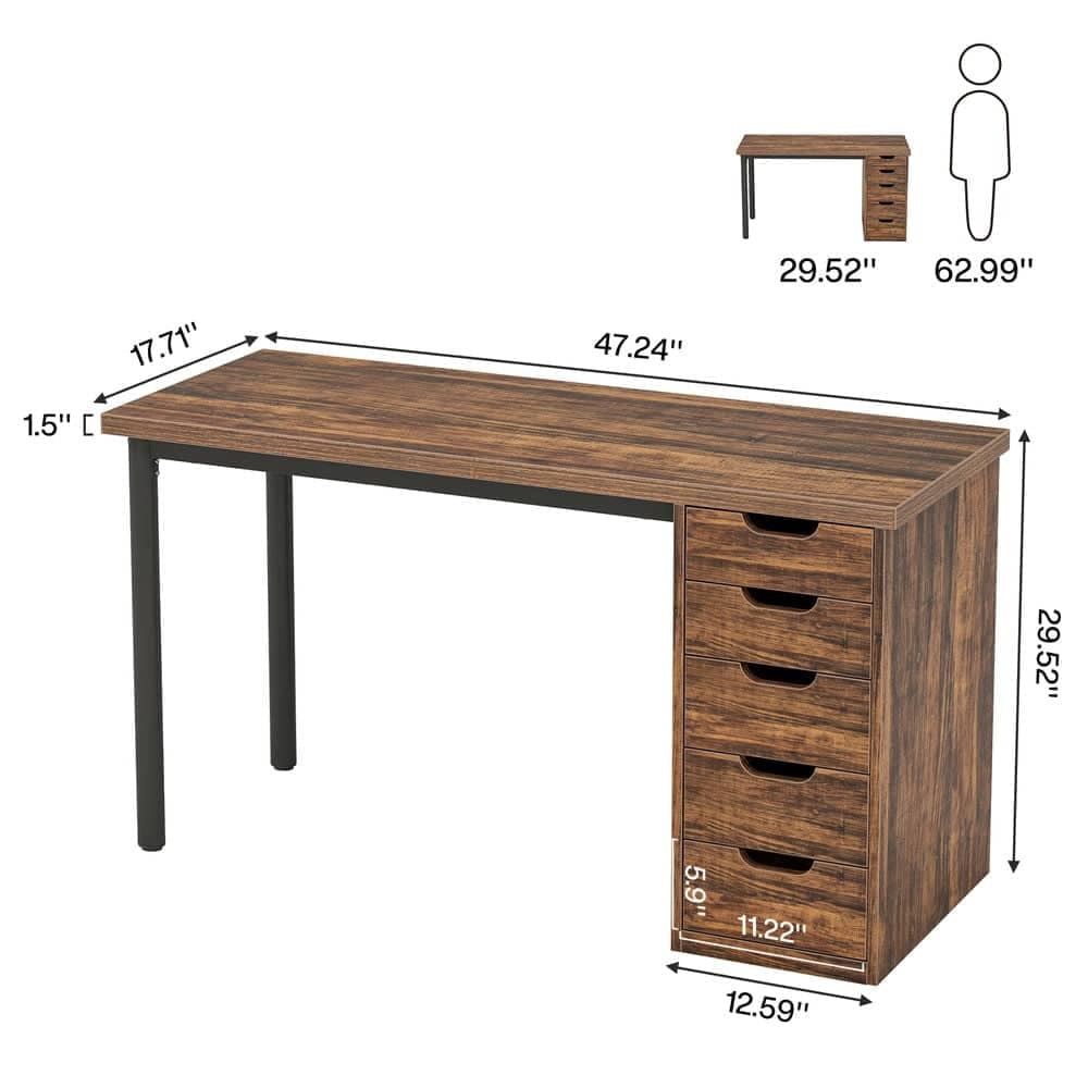 Choco Moon Study Writing Desk Computer Desk47 Computer Desk with 5 ...
