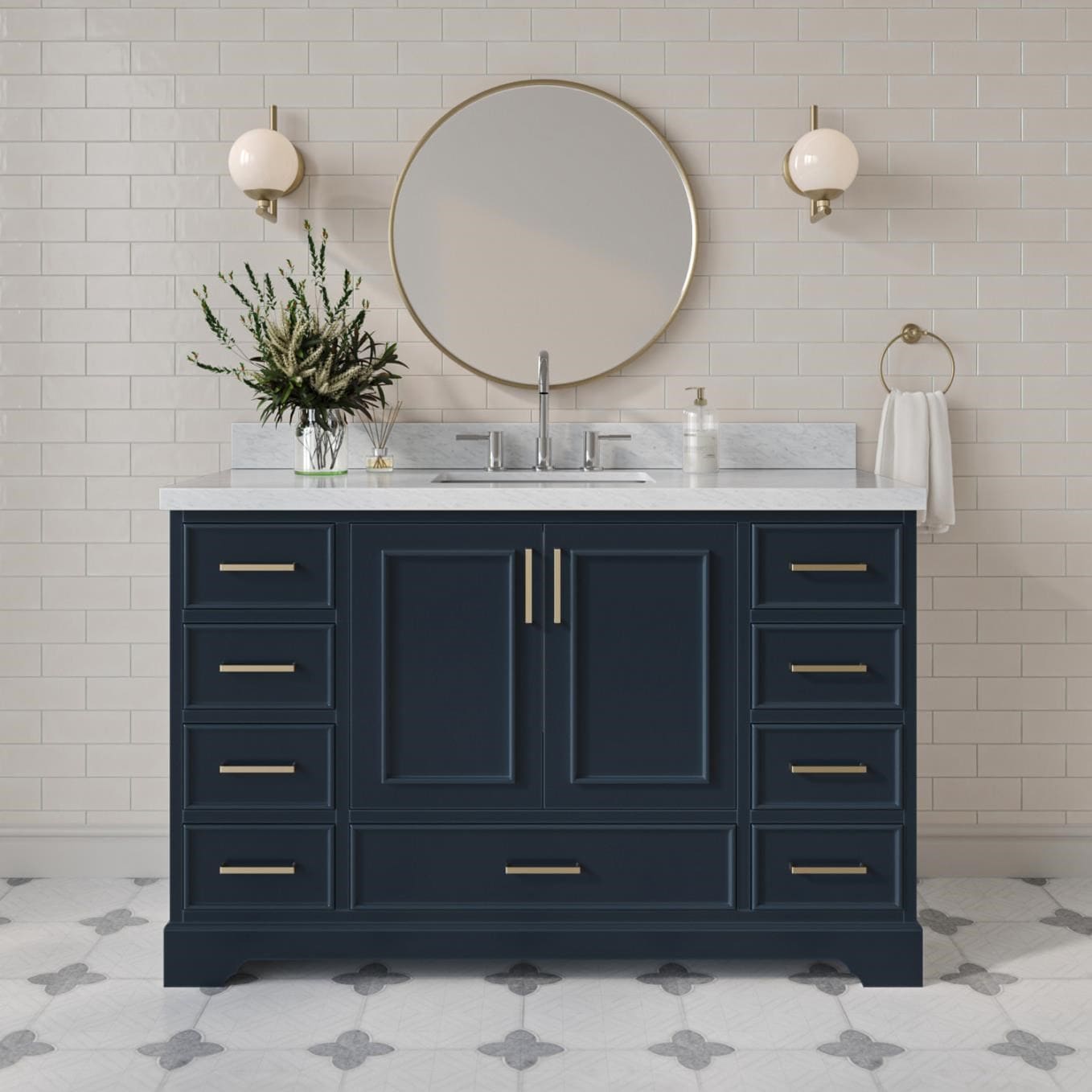 ARIEL Stafford 54-in Midnight Blue Undermount Single Sink Bathroom ...