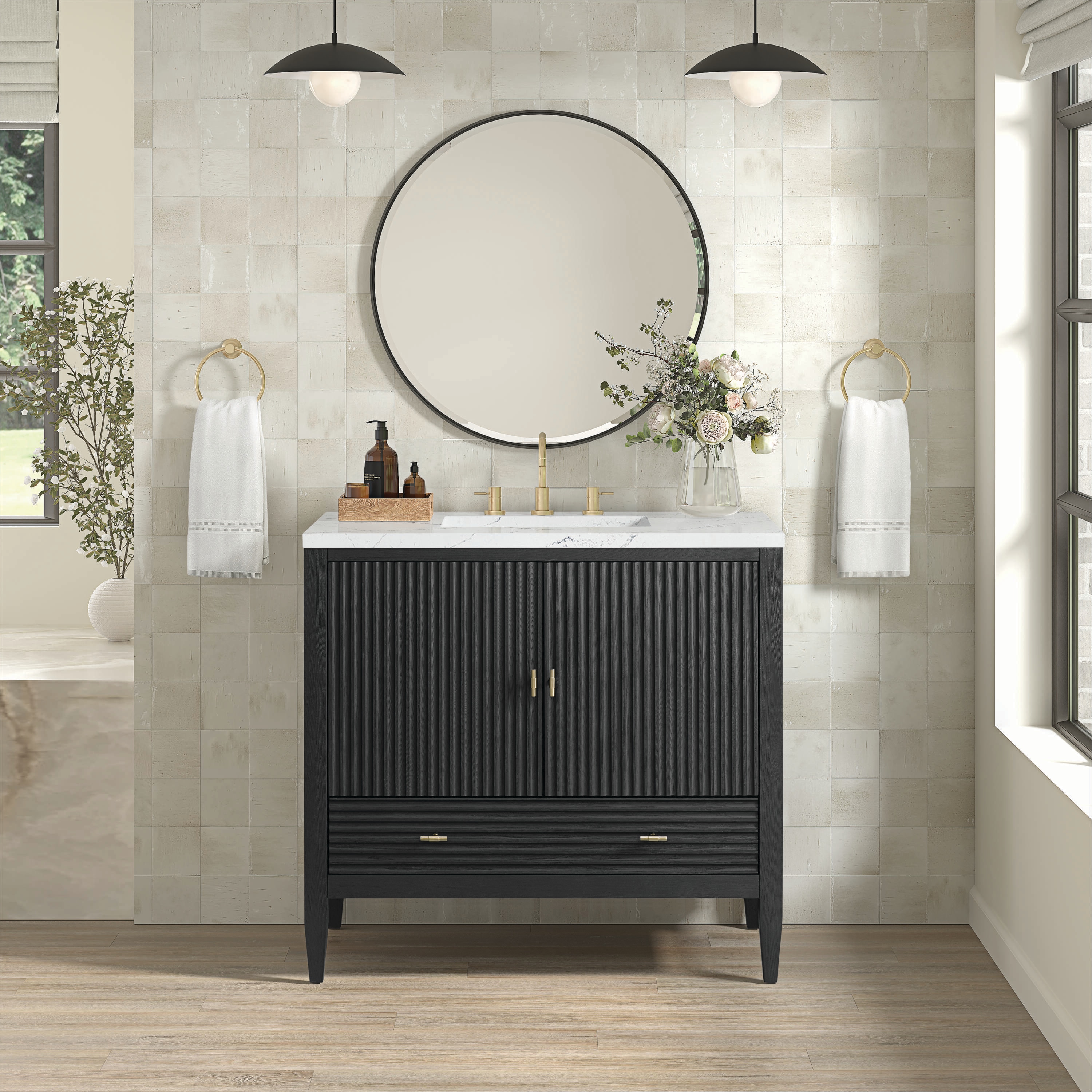 James Martin Vanities Myrrin 36-in Carbon Oak Undermount Single Sink ...