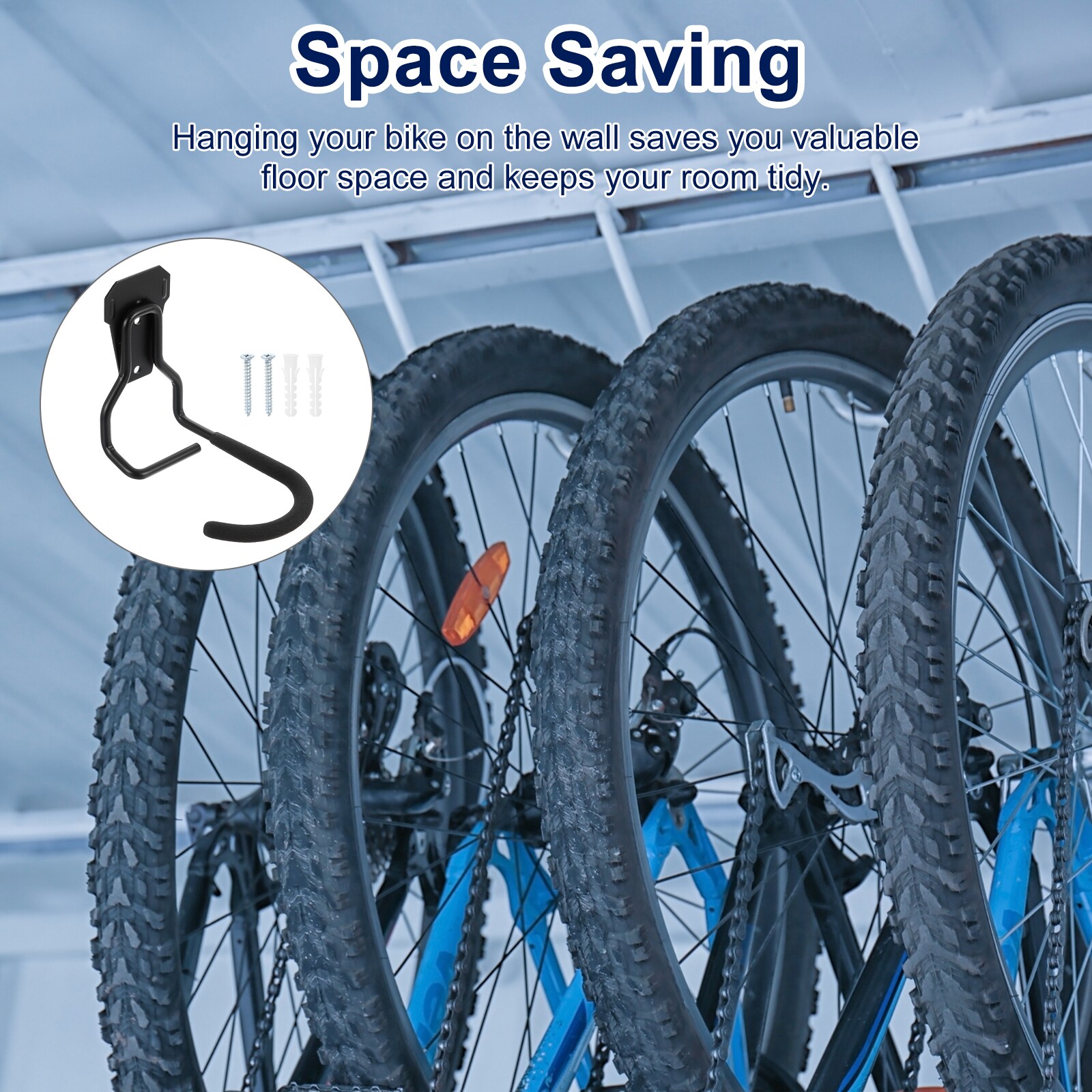 Unique Bargains 2pcs Bike Wall Mount with Installation Fittings 3 Holes Bike Hooks Bicycle ...