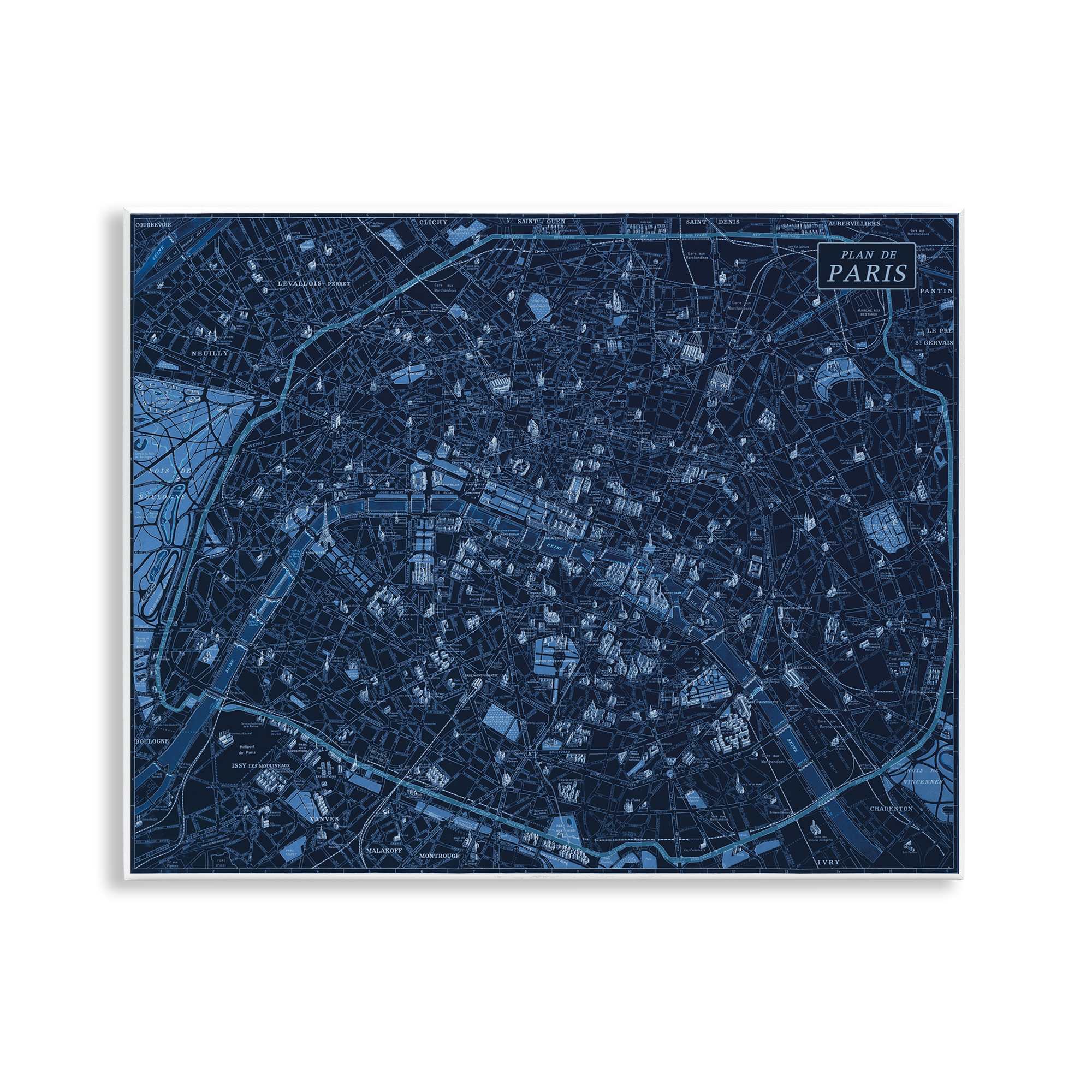 Stupell Industries Blue Detailed Paris Map Wall Plaque Art By Phillipa ...