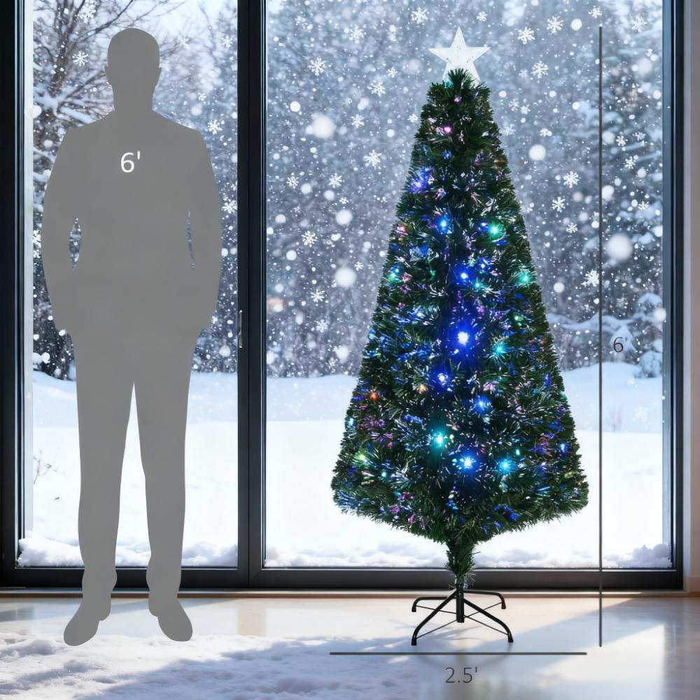 Wooakway 6ft Pre Lit Douglas Fir Artificial Christmas Tree Realistic ...