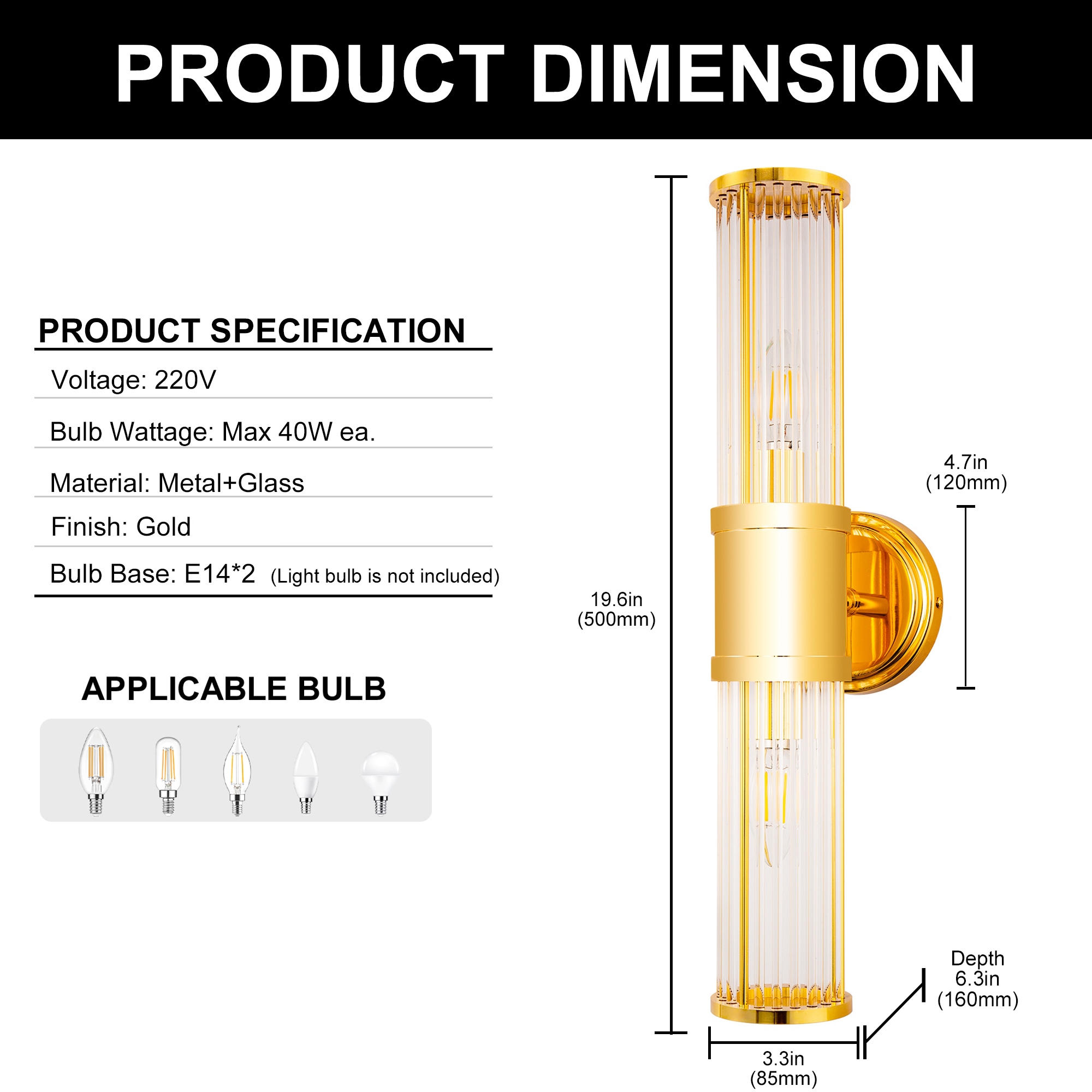 DORESshop 3.3 in 2 Light Gold Crystal Vanity Light Fixture Modern ...