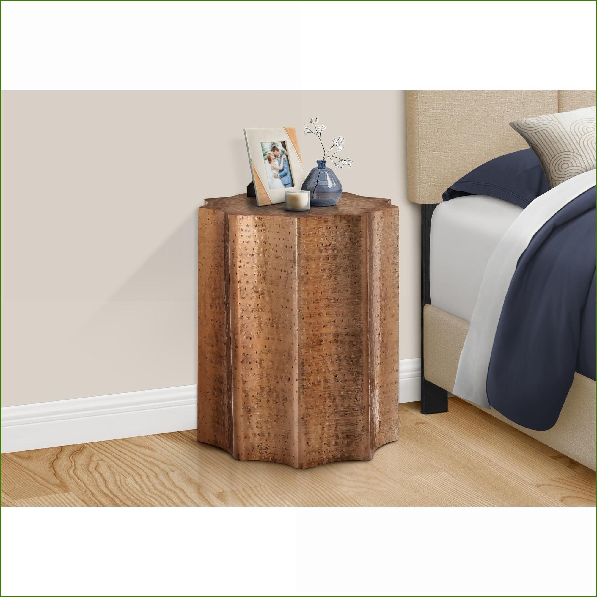 Watnature Space Saving Copper Metal Boho Glam Drum Coffee Table for ...