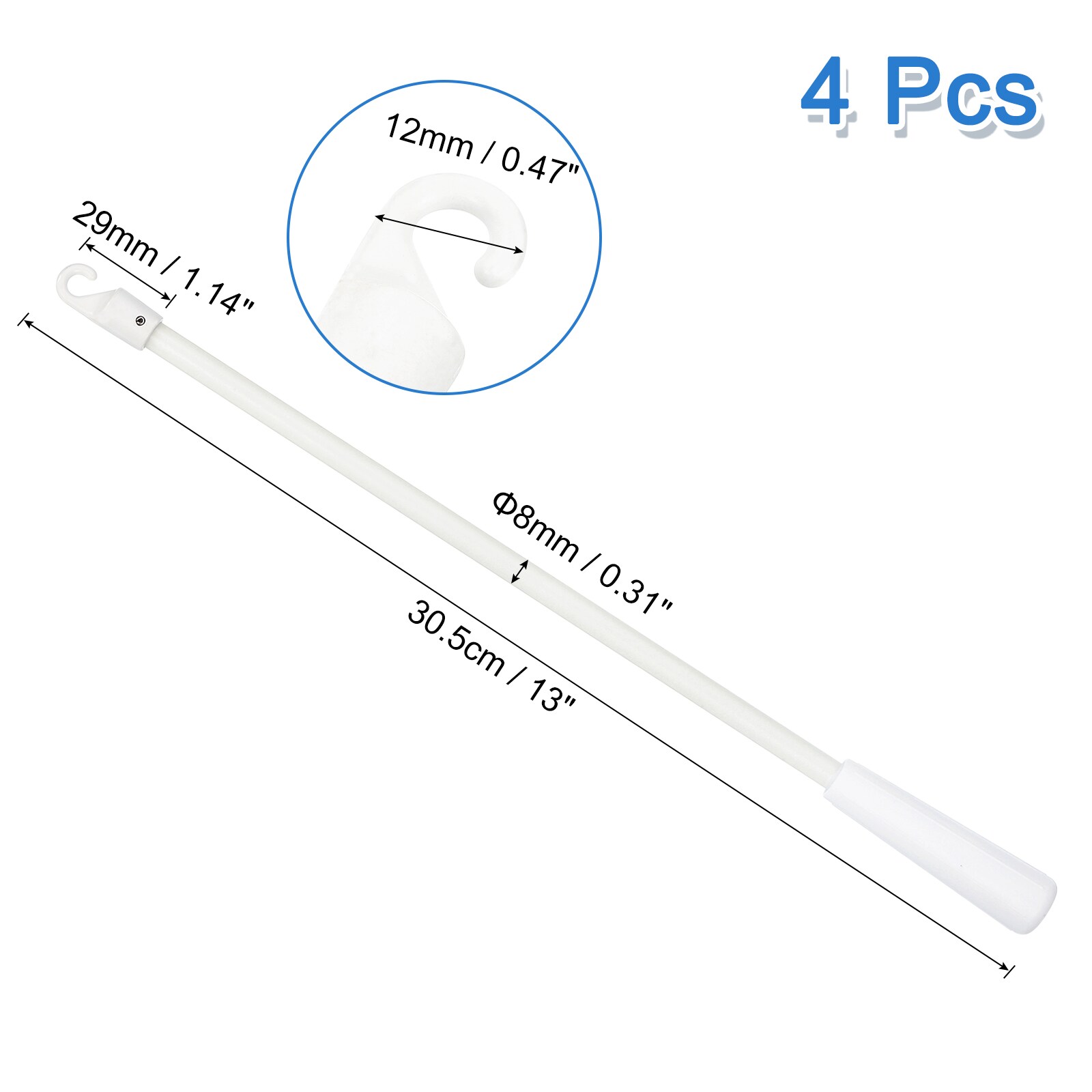 Unique Bargains 4pcs 13 Inch Blinds Wand Replacement Fiberglass Blinds ...