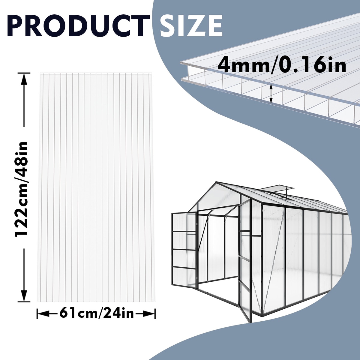 Loheer 48-in L x 24-in W Clear Polycarbonate Twin Wall Greenhouse Roof ...