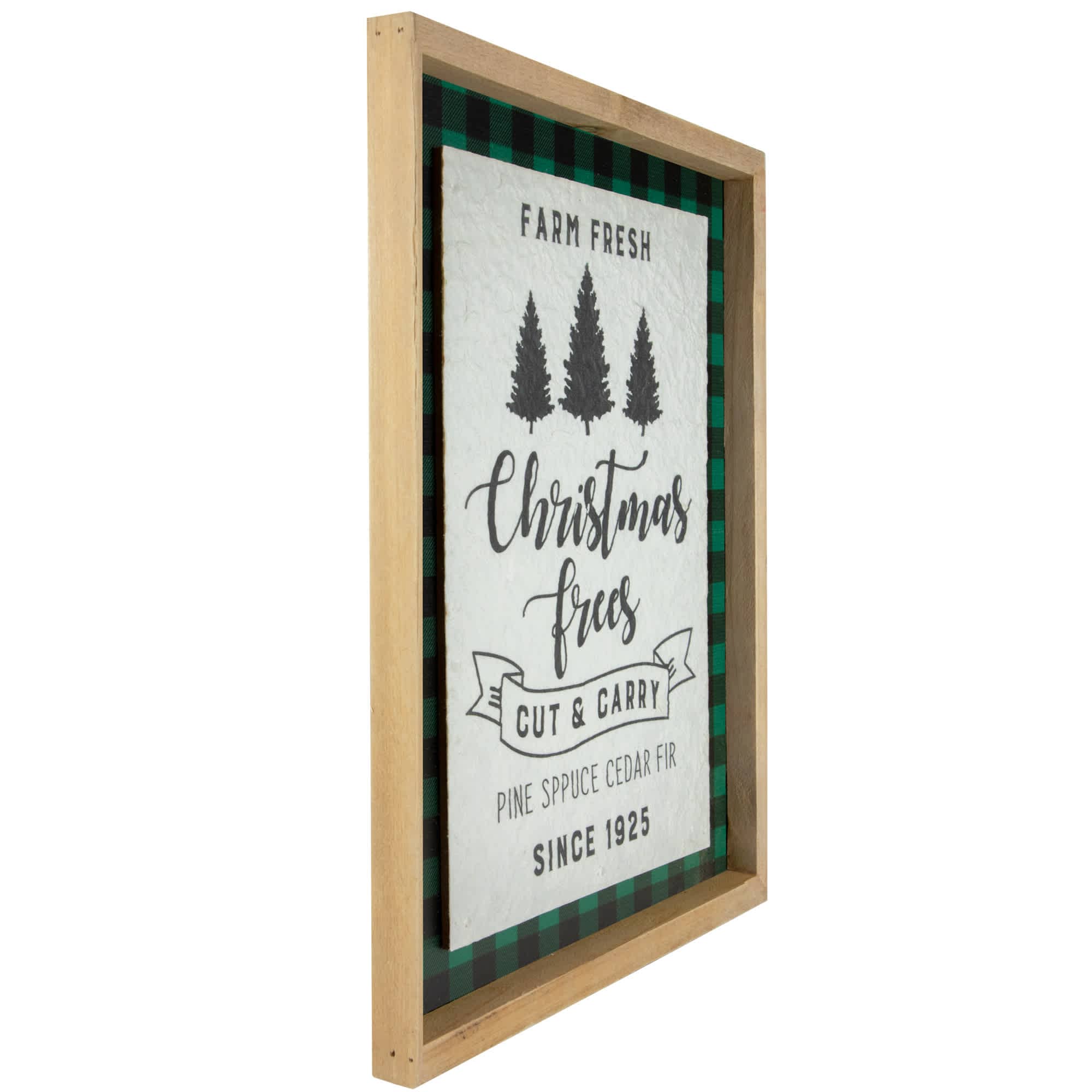 Northlight 16 inch Buffalo Plaid Wooden Framed Farm Fresh Christmas ...