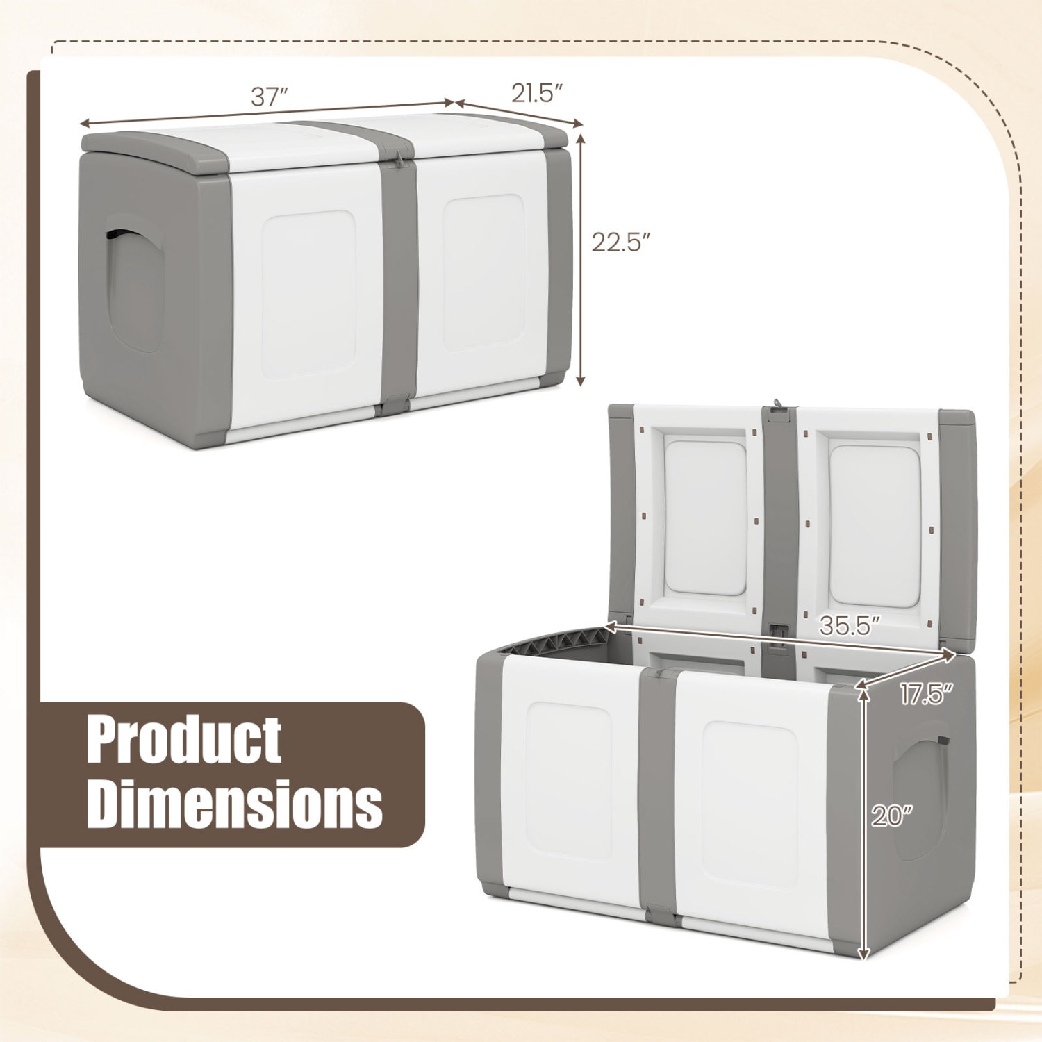 Volenca 37-in W x 22.5-in H 53-Gallon Patio Deck Box Lockable Lid 155 ...