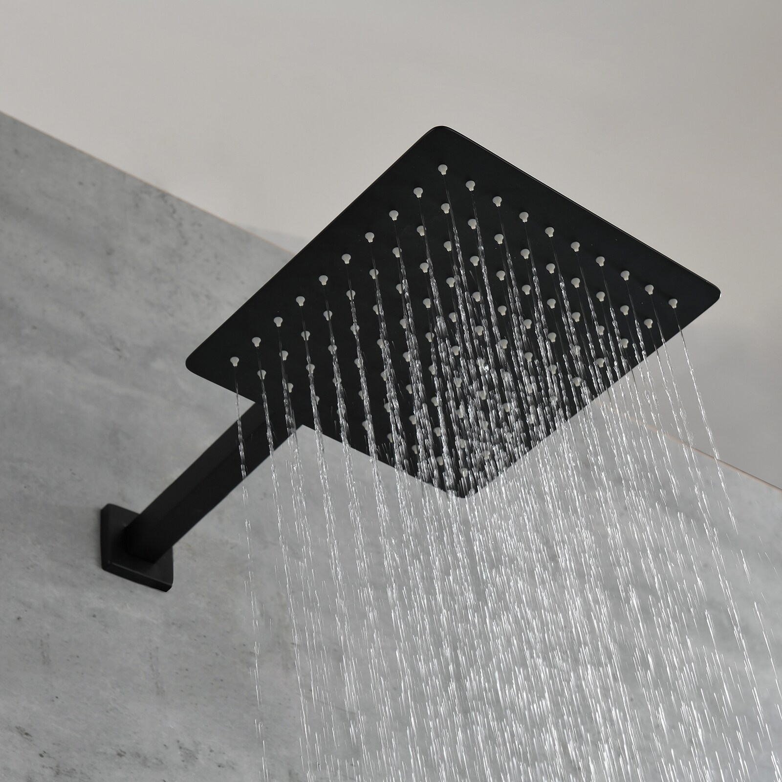 Wellfor Concealed Valve Shower System Matte Black Dual Head Waterfall