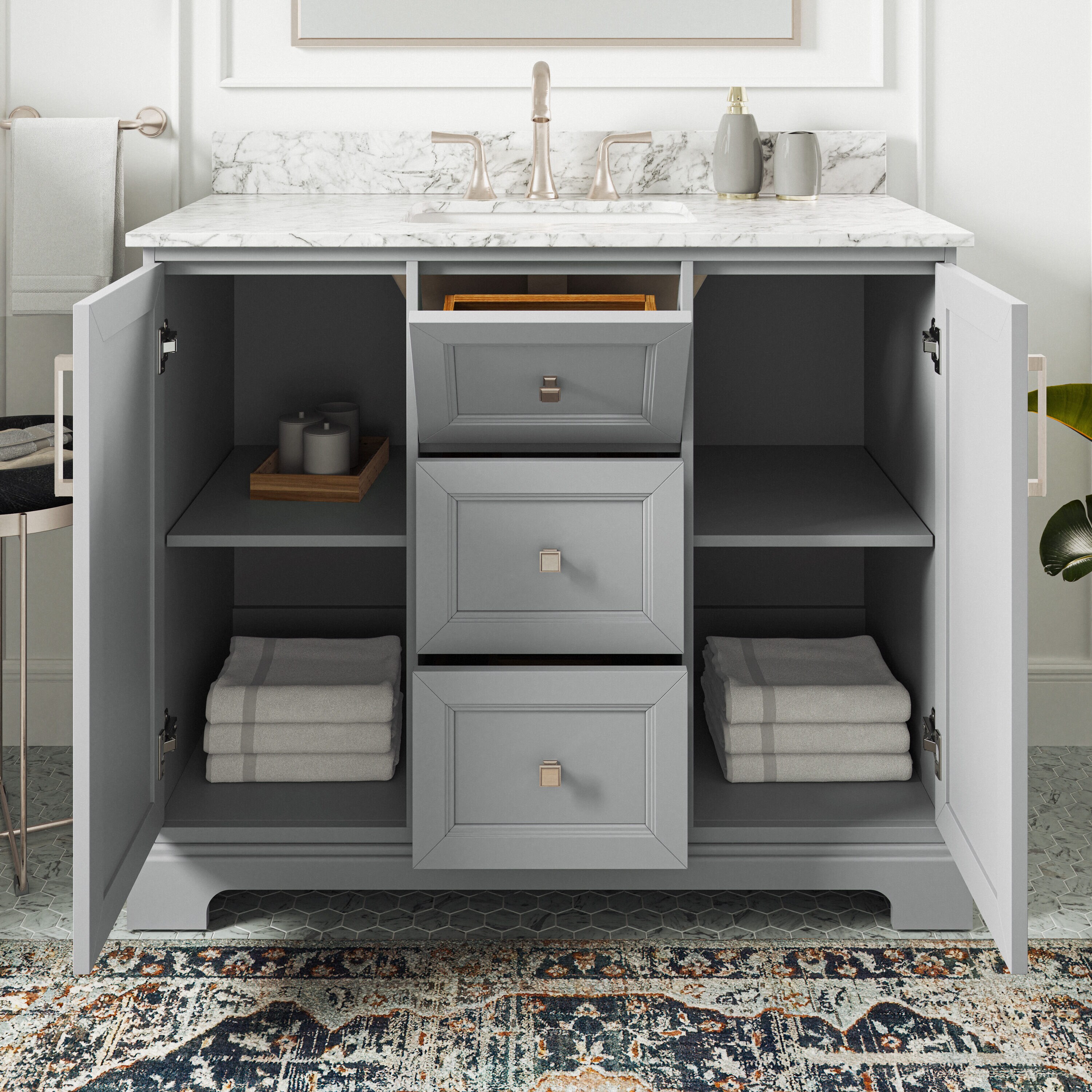 allen + roth Pittman 42-in Muse Gray Undermount Single Sink Bathroom ...