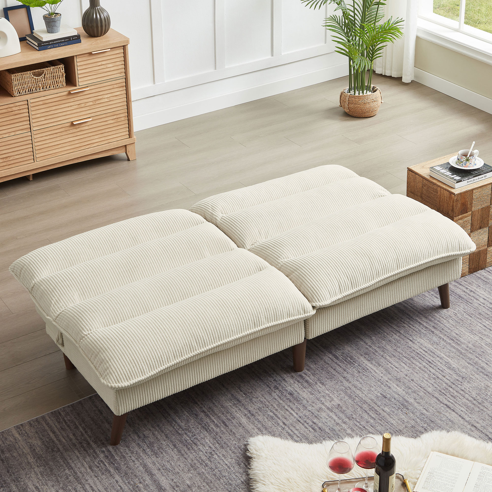Jarenie Beige Contemporary/Modern Corduroy Futon in the Futons & Sofa ...